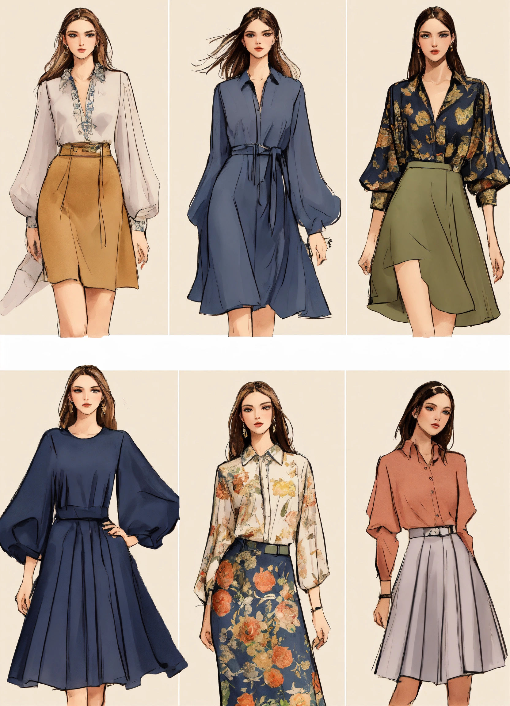 Lexica - Fashion illustrations, 12 different designs, rough sketches ...