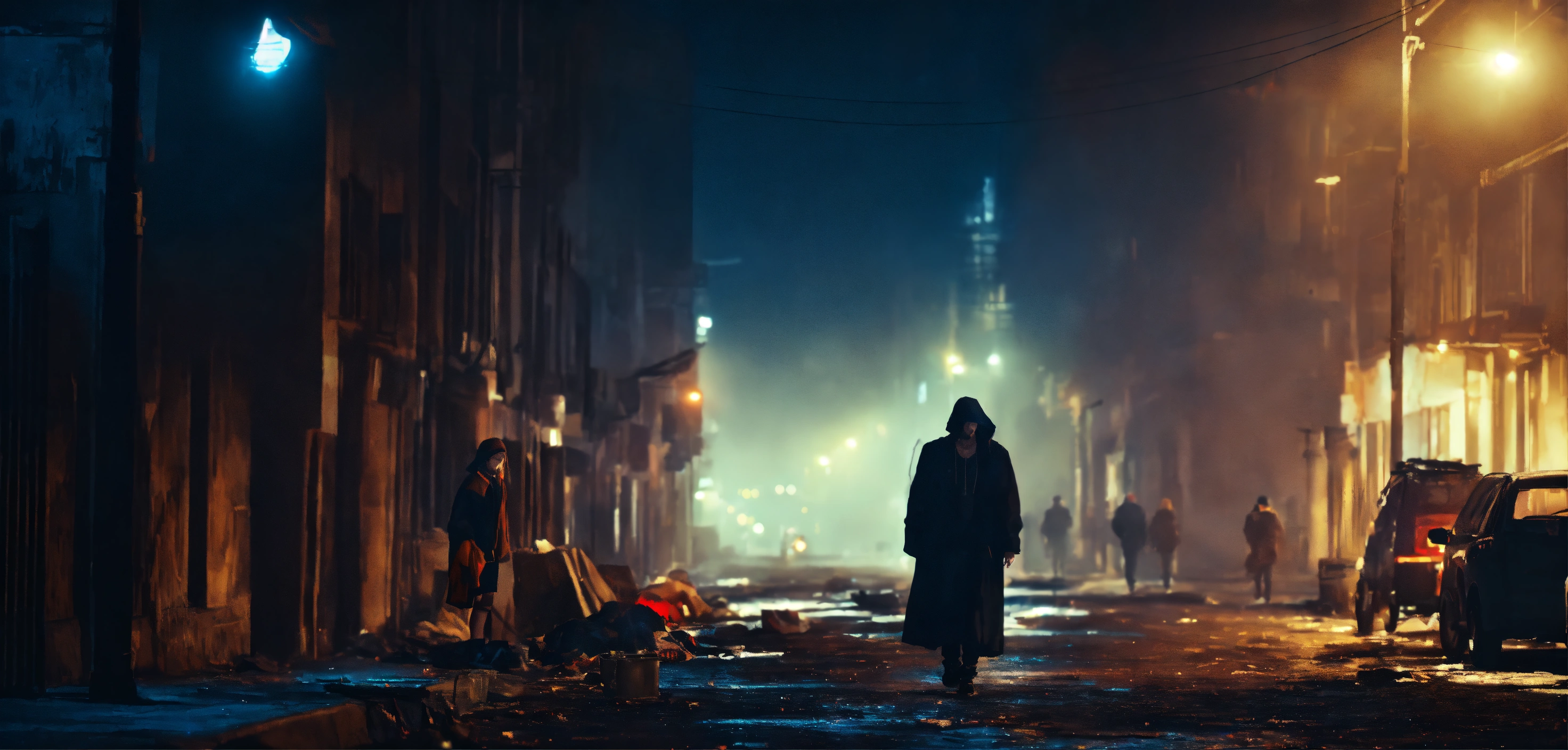 Lexica - Cinematic look, backlit, heavy haze, dark urban dirty city ...