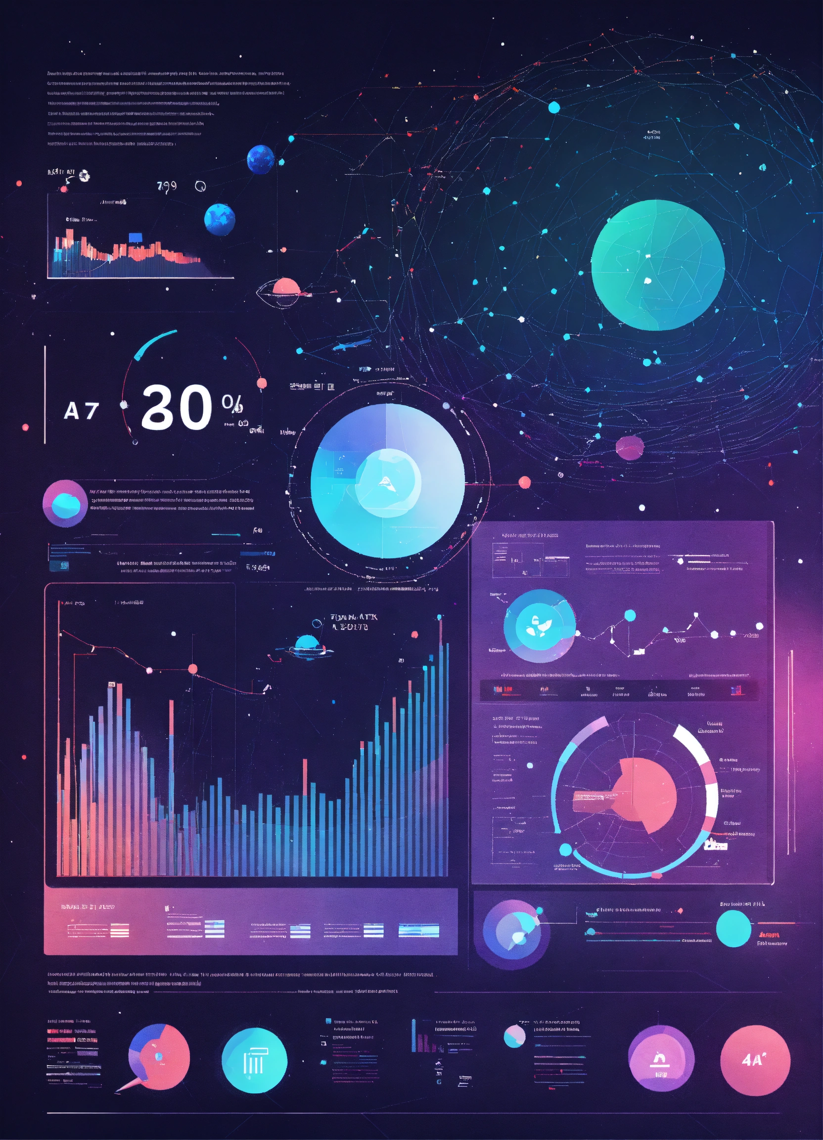 Lexica - Data analytics and artificial intelligence with graphs and charts, space theme ...