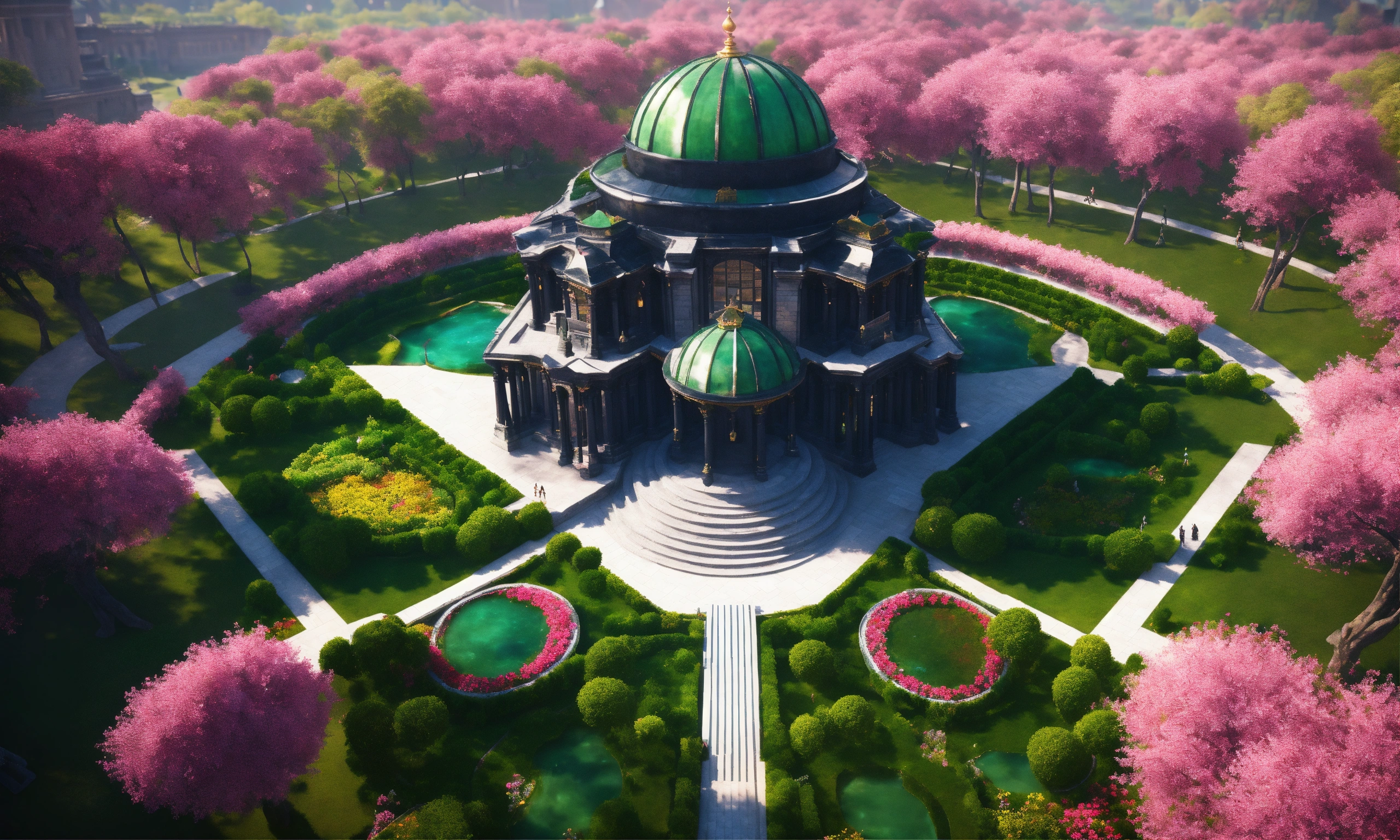 Lexica - Overhead view of a black marble and jade sci fi royal palace ...