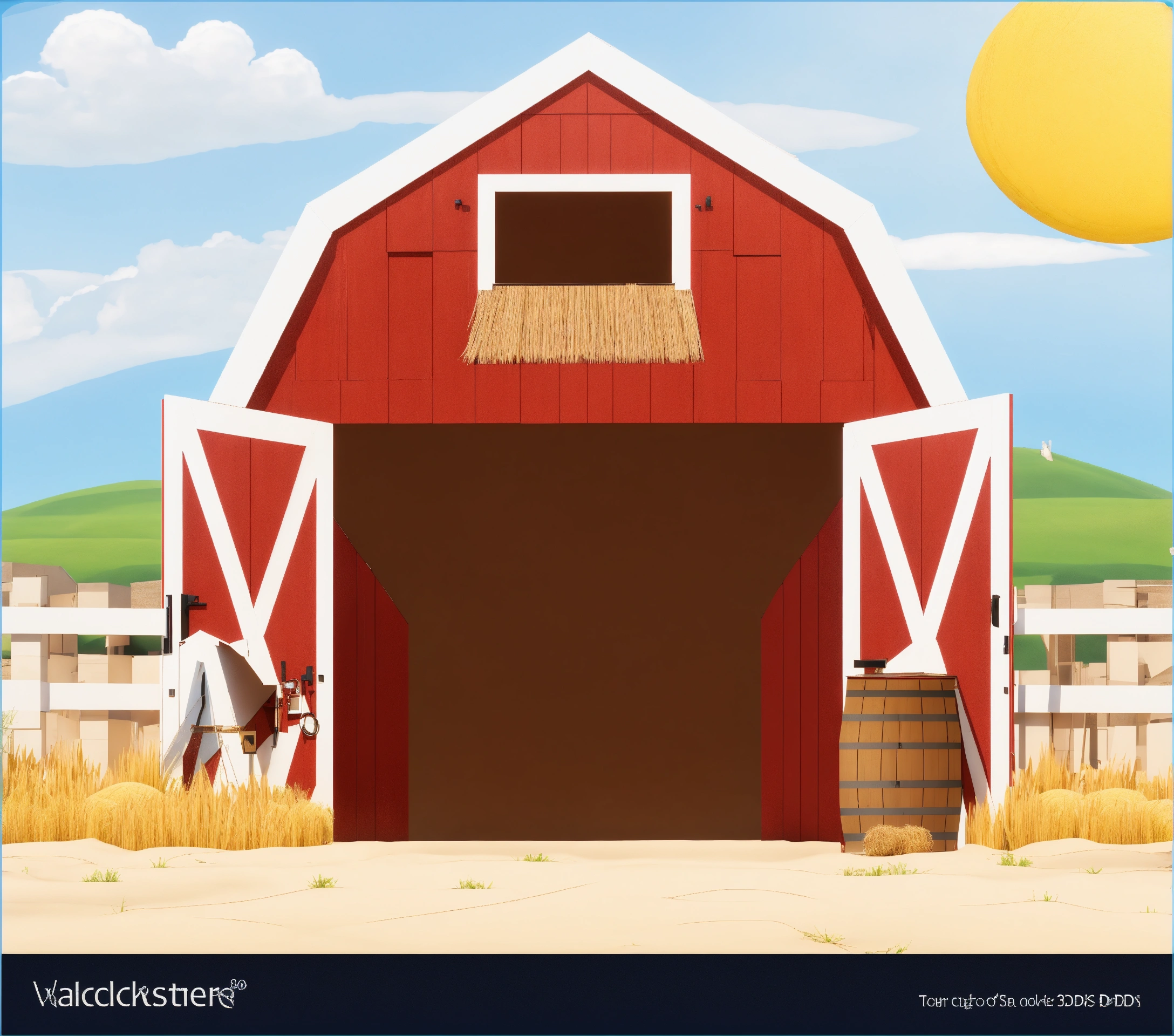 Lexica - Red barn with open door 3d