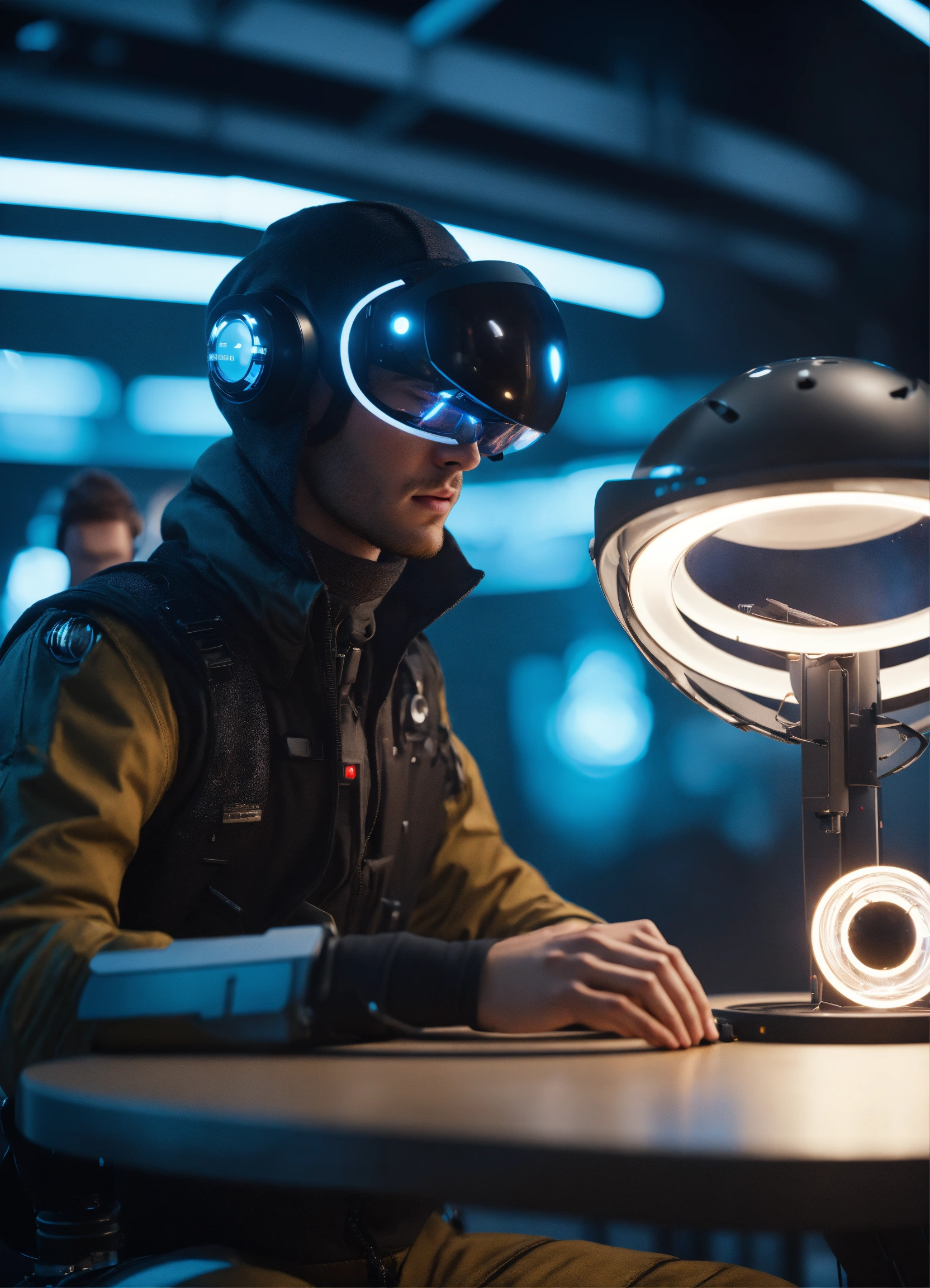 Lexica - Nerdy 25 year old male cyborg hacker wearing futuristic ...