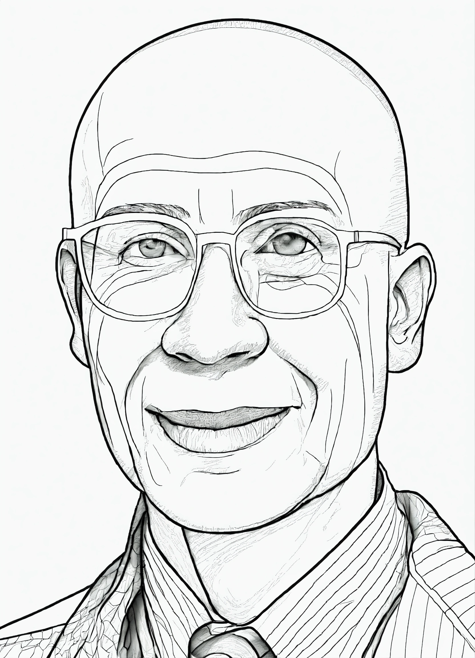 Lexica - B/w outline for coloring book page, caricature funny bald ...