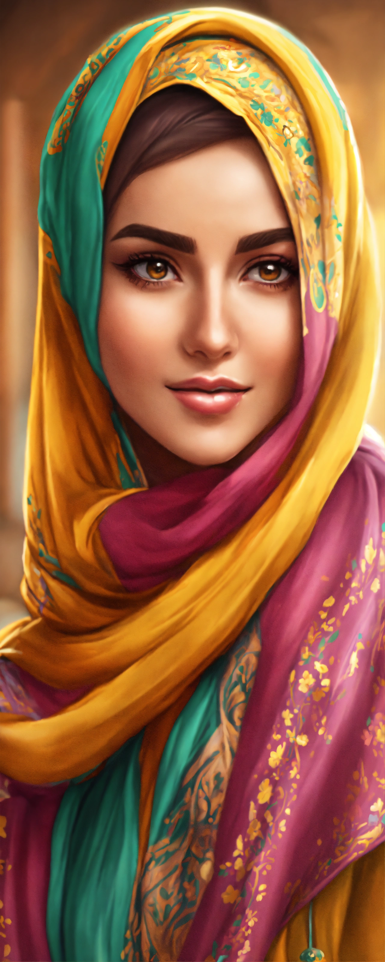Lexica - Create a beautiful headscarf cartoon character