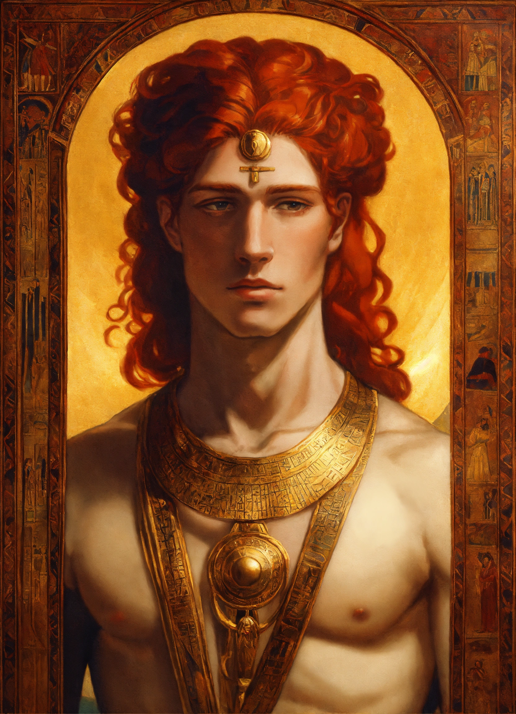 Lexica - Red haired pale guy as a god of Egypt. Renaissance painting