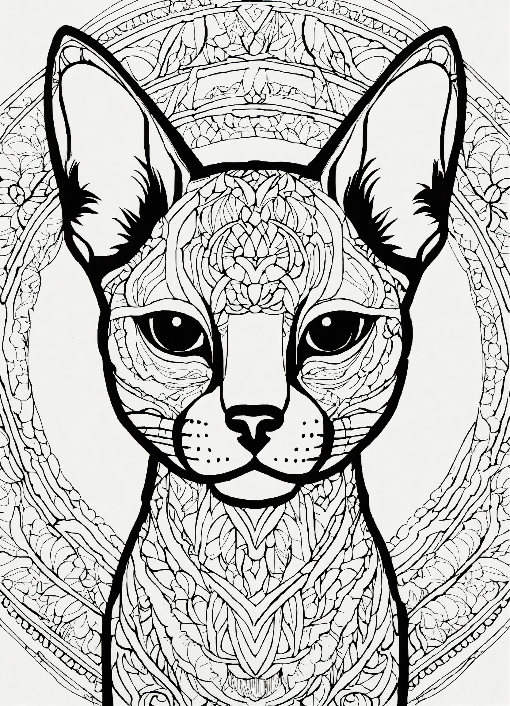 Lexica - Coloring page for adults, bold lines, dark lines, mandala ...