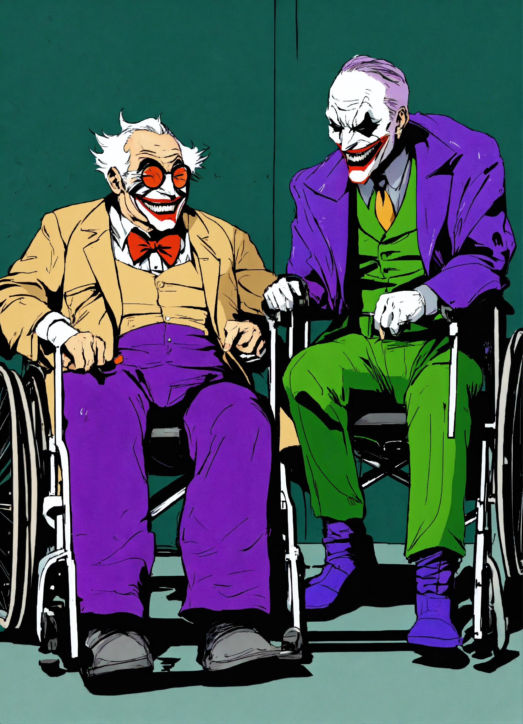 Lexica - The joker and batman as old men in wheelchairs