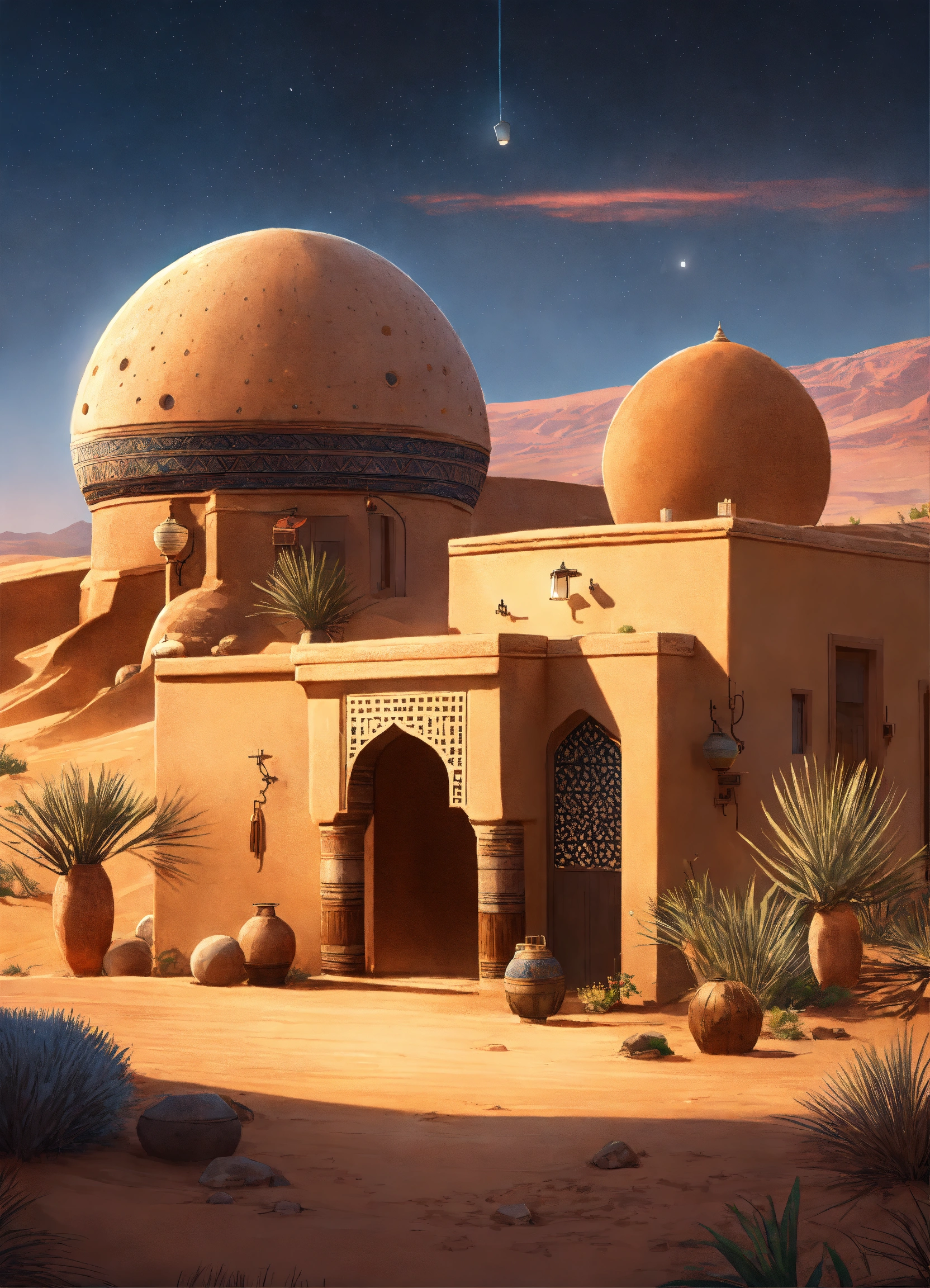 Lexica - Concept art of a large desert home, star wars, jakku, desert ...