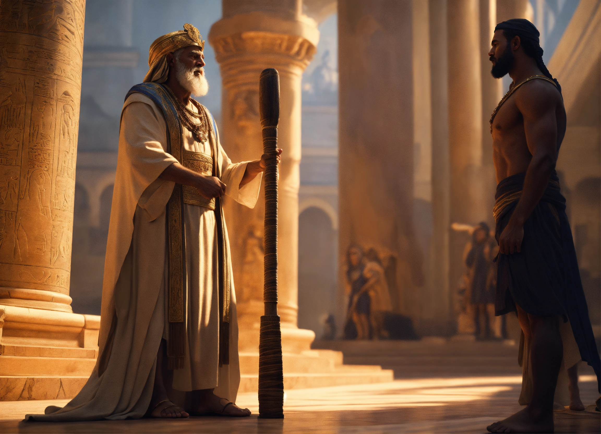 Lexica - Old Moses with his wooden staff, Hebrew robes, speaking in ...