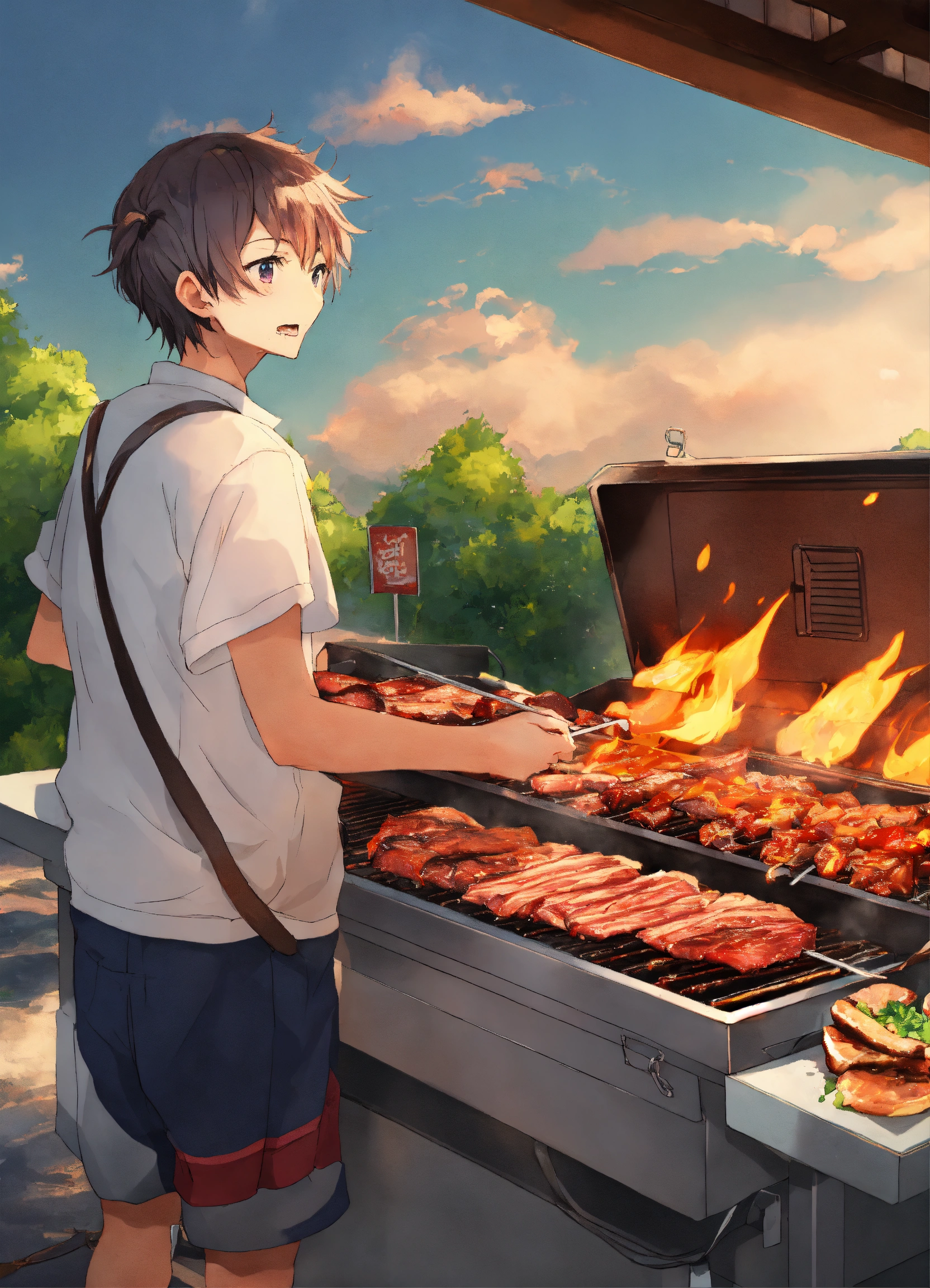 Lexica - Anime boy eat bbq