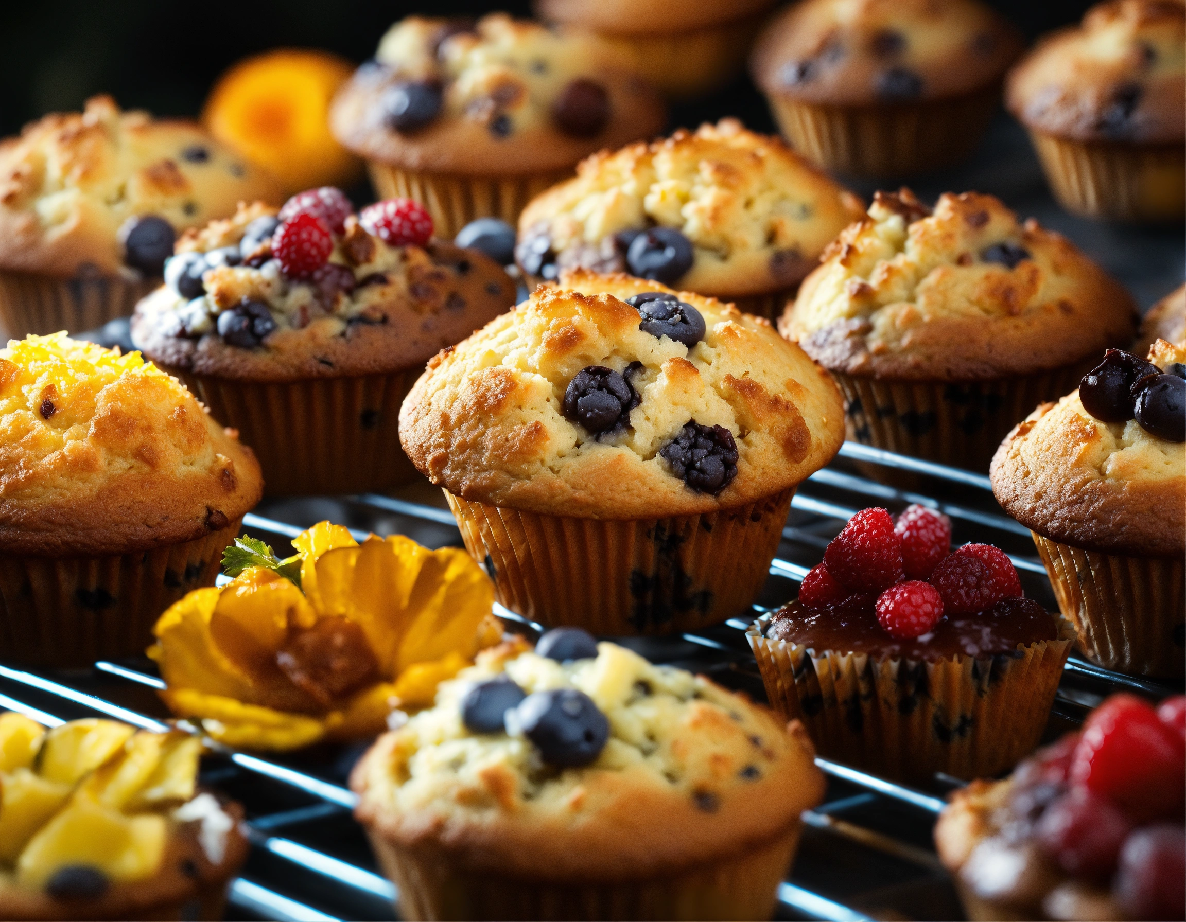 Lexica - Muffins of all kinds fresh from the oven steam rising ...