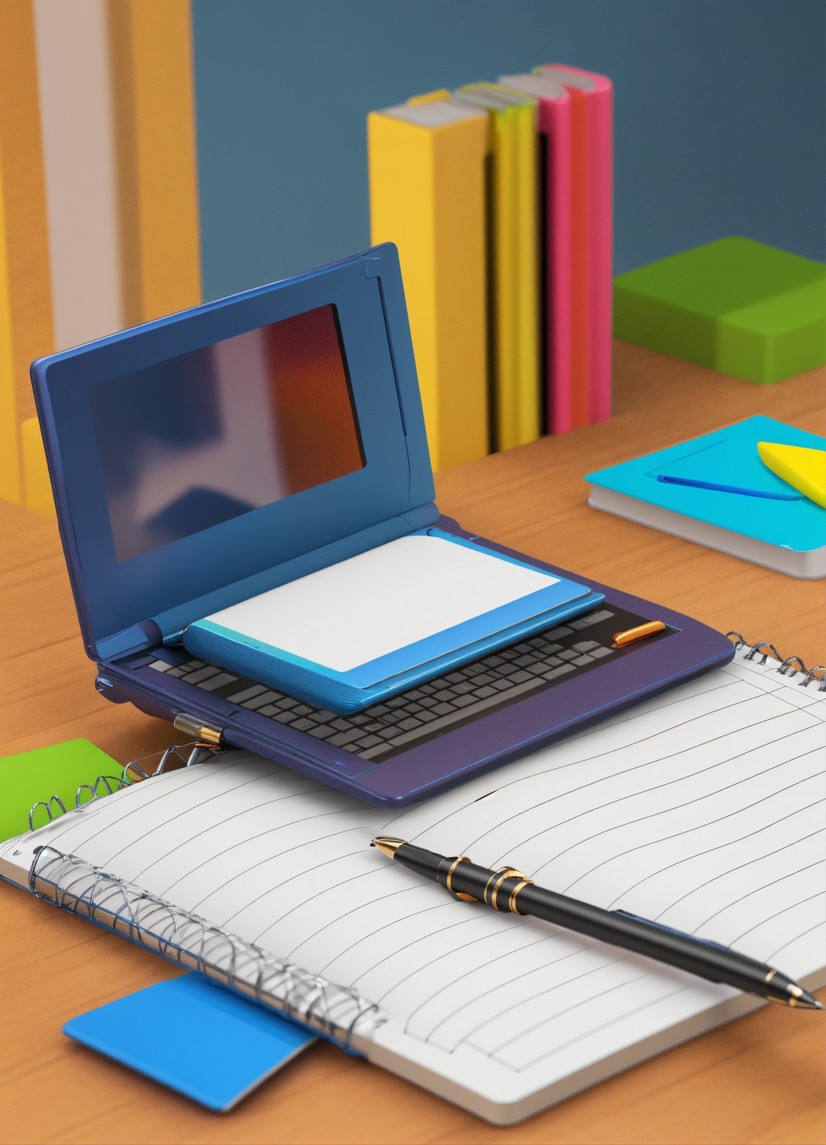 Lexica - CARTOON 3D. Vertically open notebook like a laptop. And on it ...
