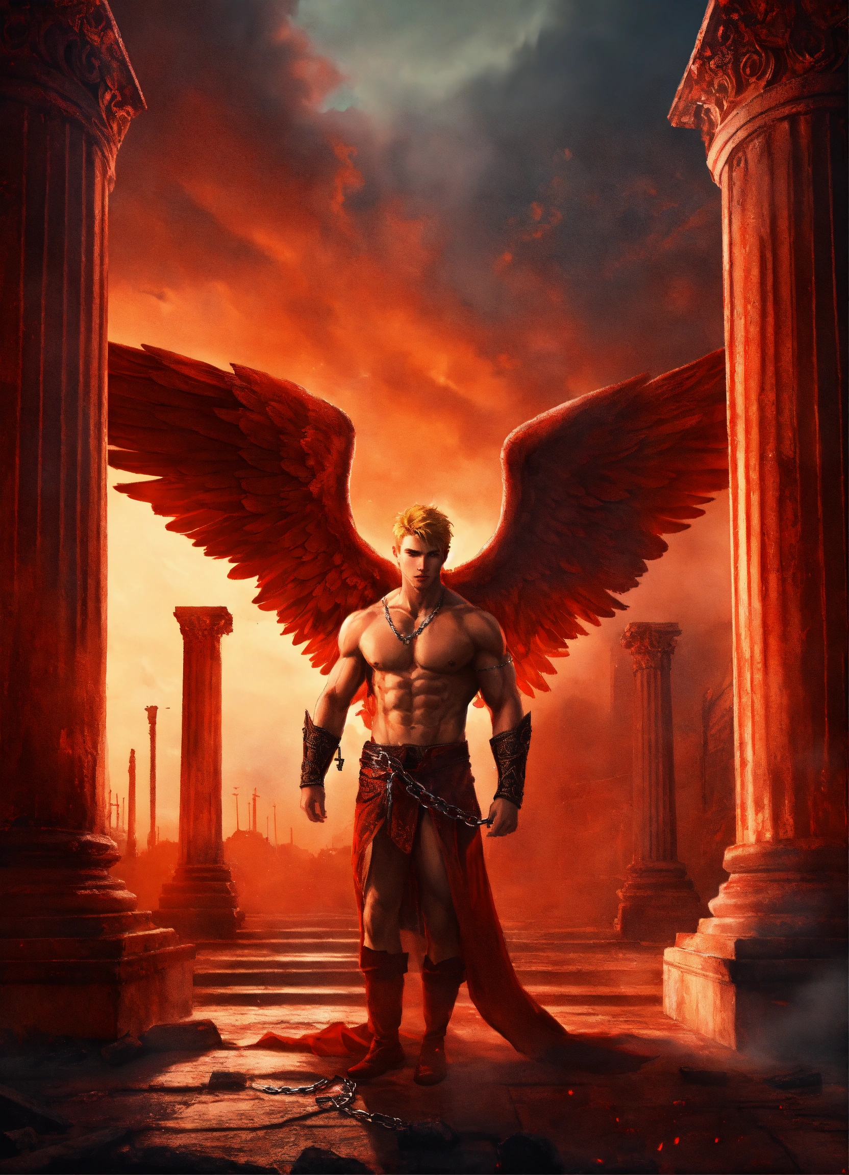 Lexica - Front facing short blonde hair strong muscular prisoner, white ...