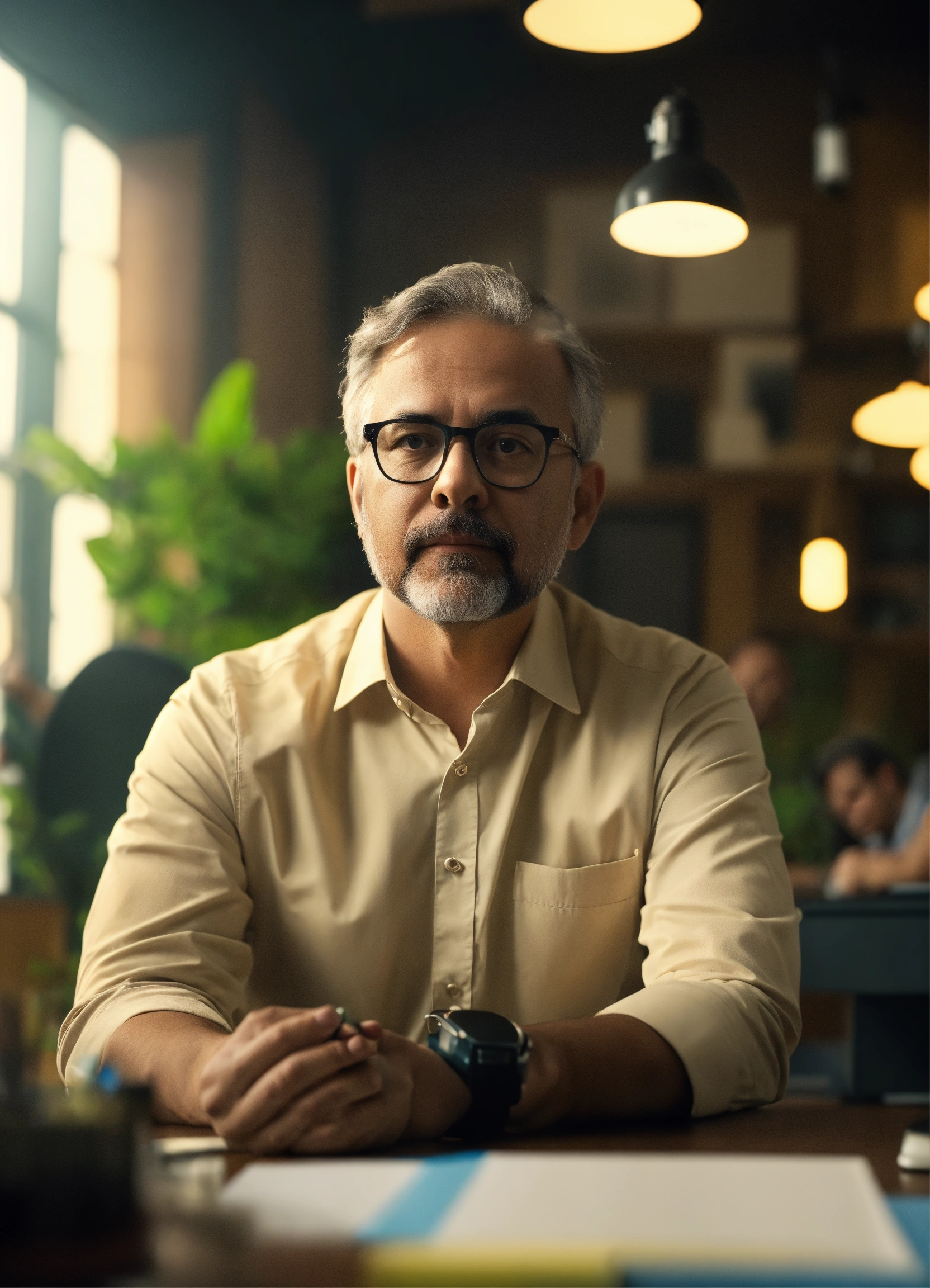 Lexica - Wide angle Environmental shot of Genius inventor in an office ...