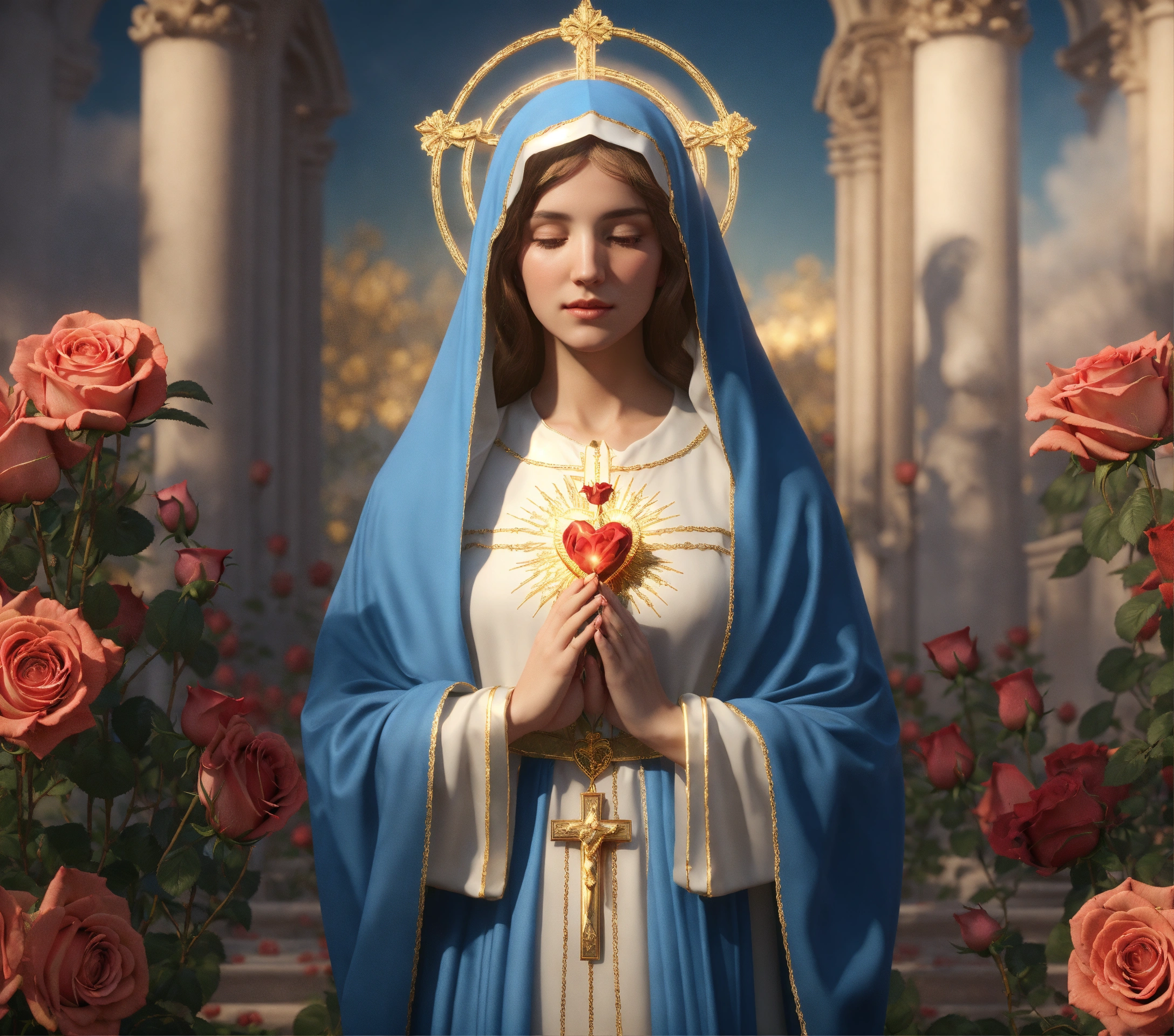 Lexica - Unreal engine 8k catholic portrait of the Immaculate Heart of ...