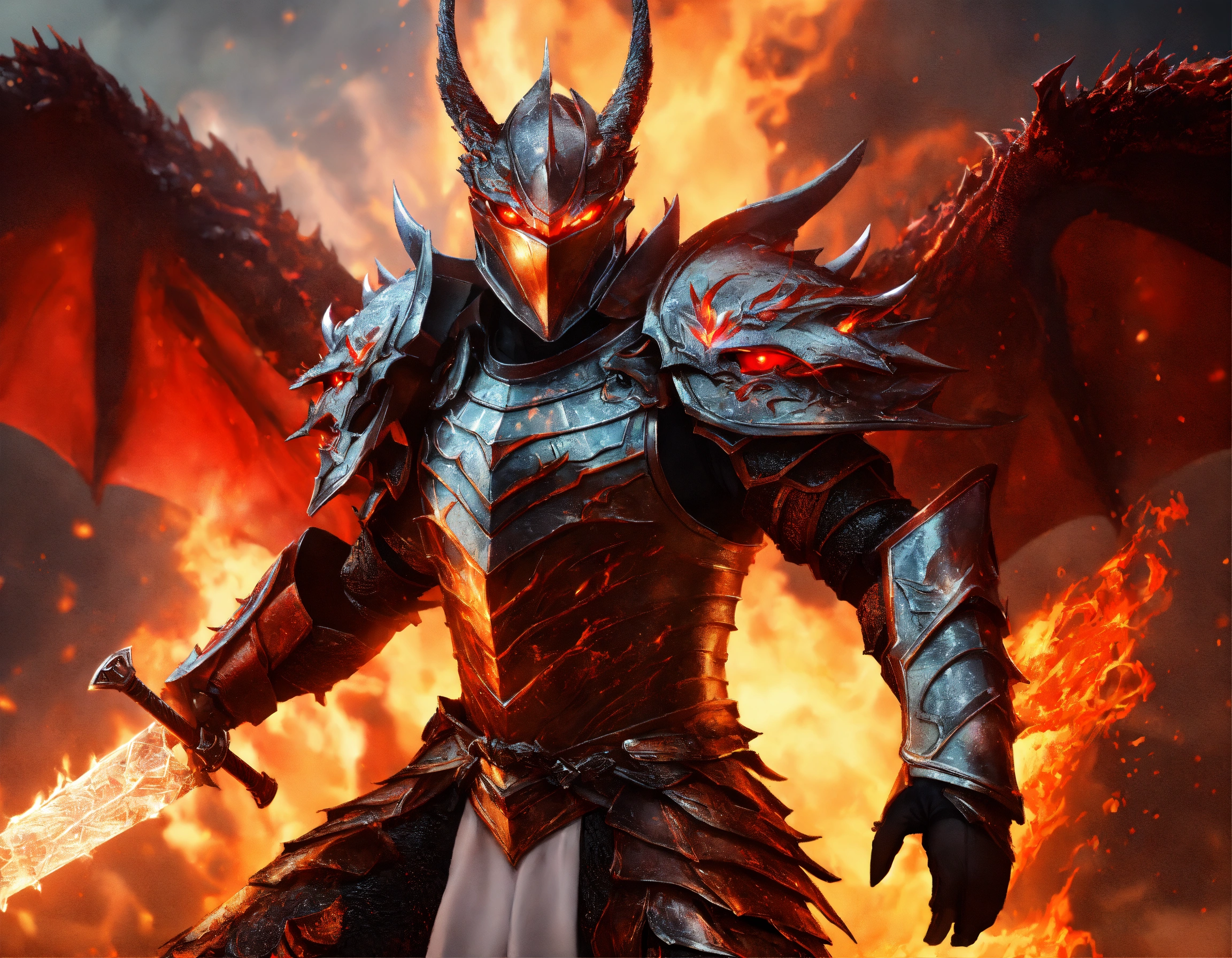 Lexica - Glowing red eyes knight with a white armor and 85% ...