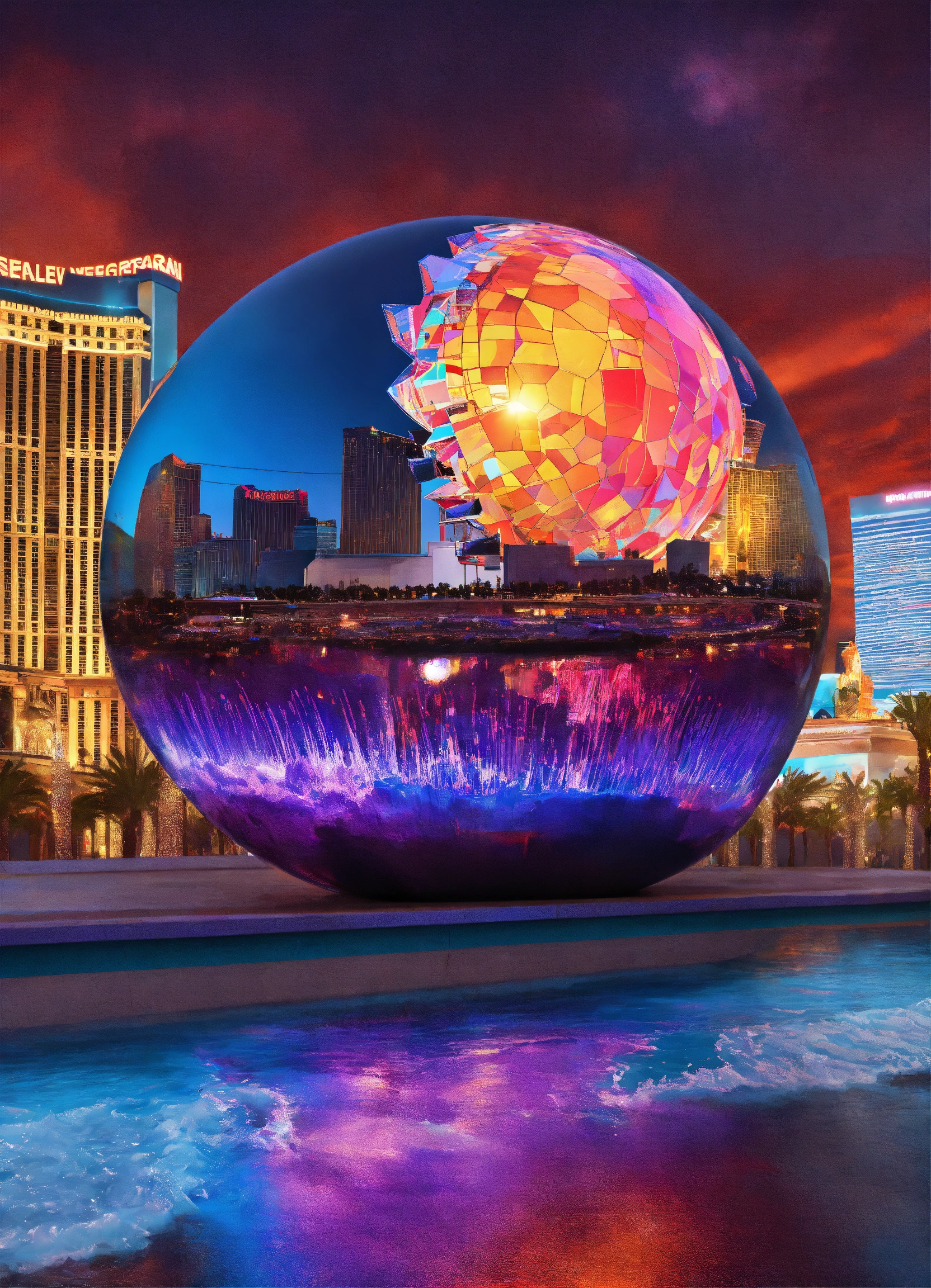 Lexica - Las Vegas sphere with melting wave digital graphics