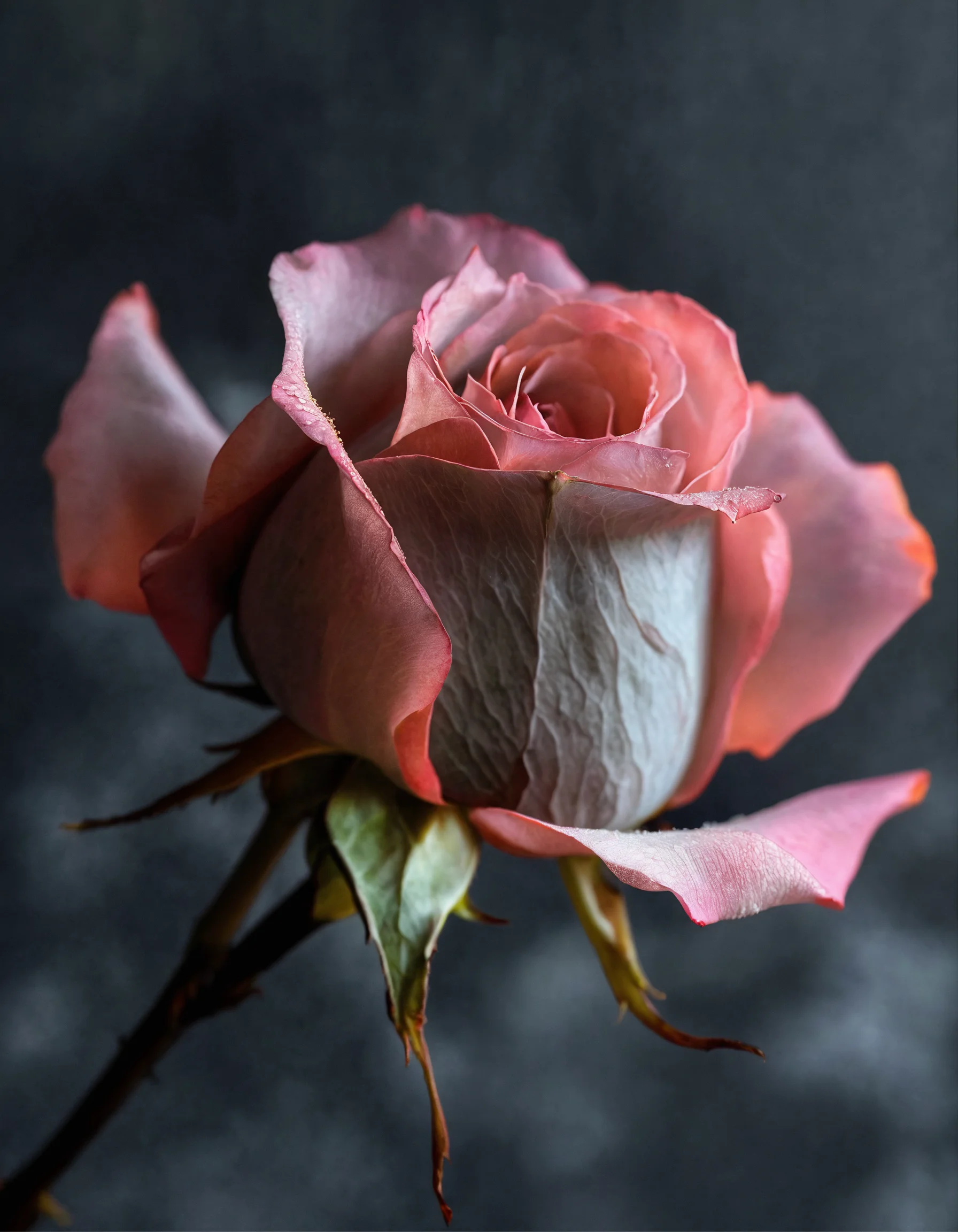 Lexica - Beautiful abstract light rose of pastel pink color on a dark ...