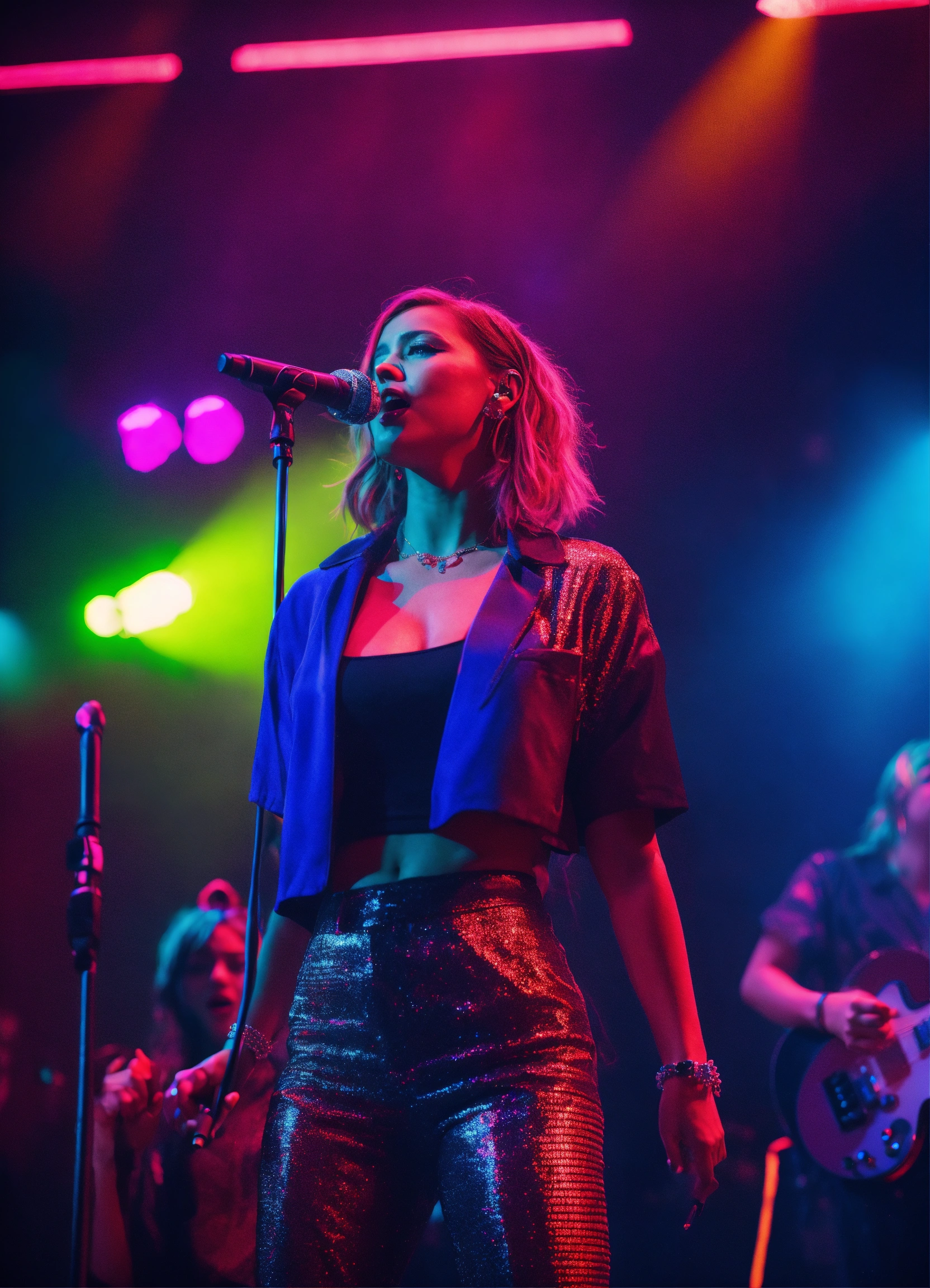 Lexica - Cinematic photography, modern, female singer on stage ...