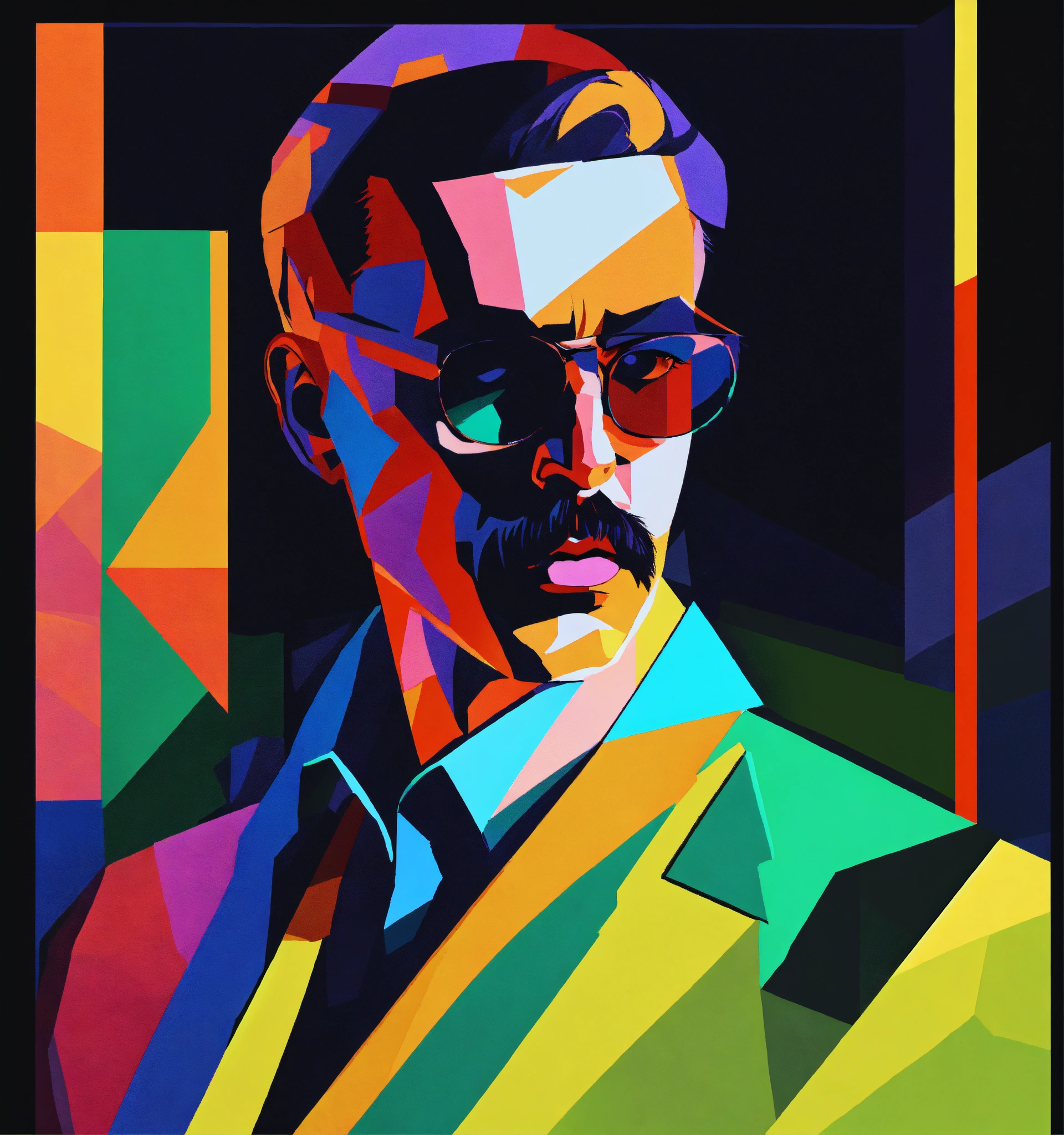 Lexica - Simplified abstract illustration of close up portrait of pop ...