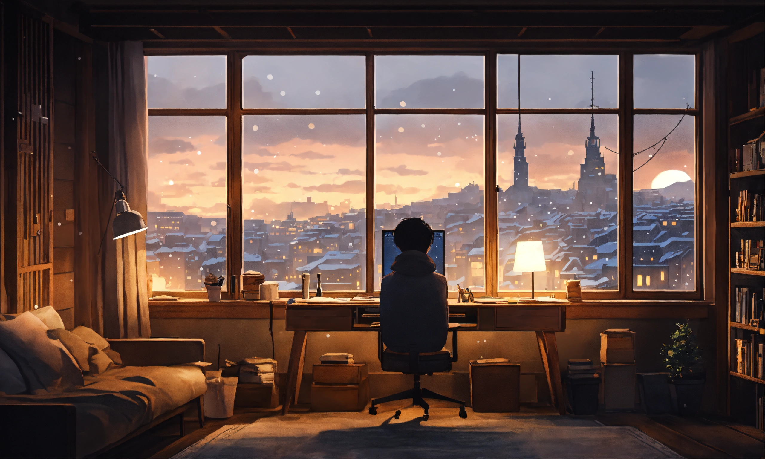 Lexica - Study room in apartment stockholm, studio ghibli, centered ...