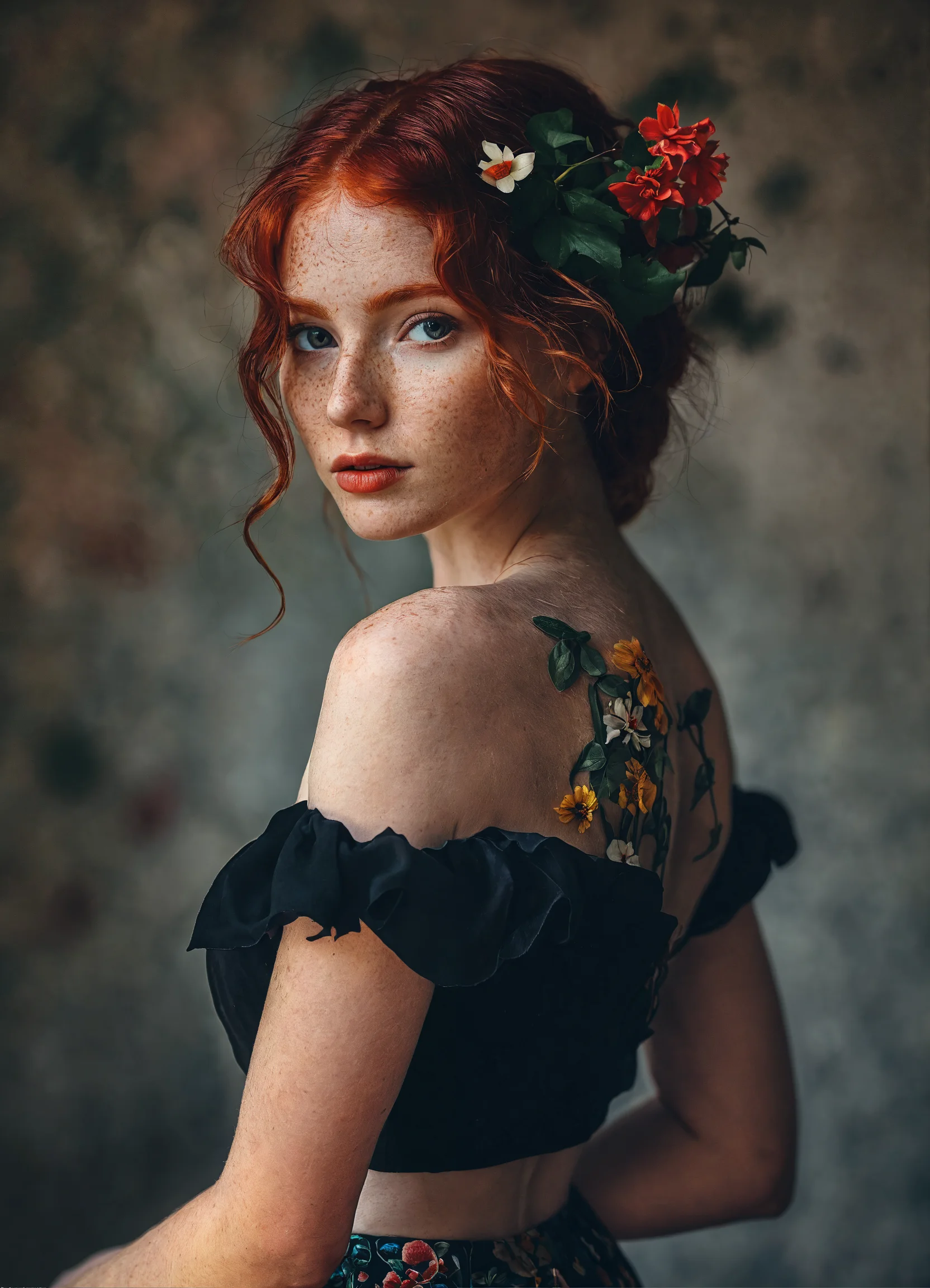 Lexica Stunning Floral Redhead Photo 8k