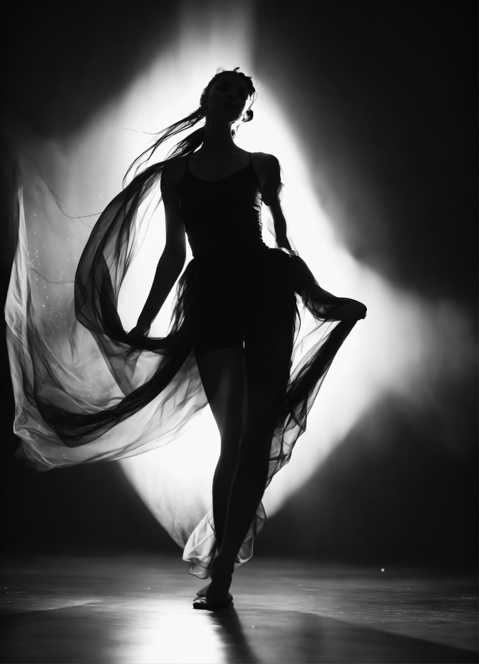 Lexica - Abstract female dancer, dancing in the dark, glowing, black ...