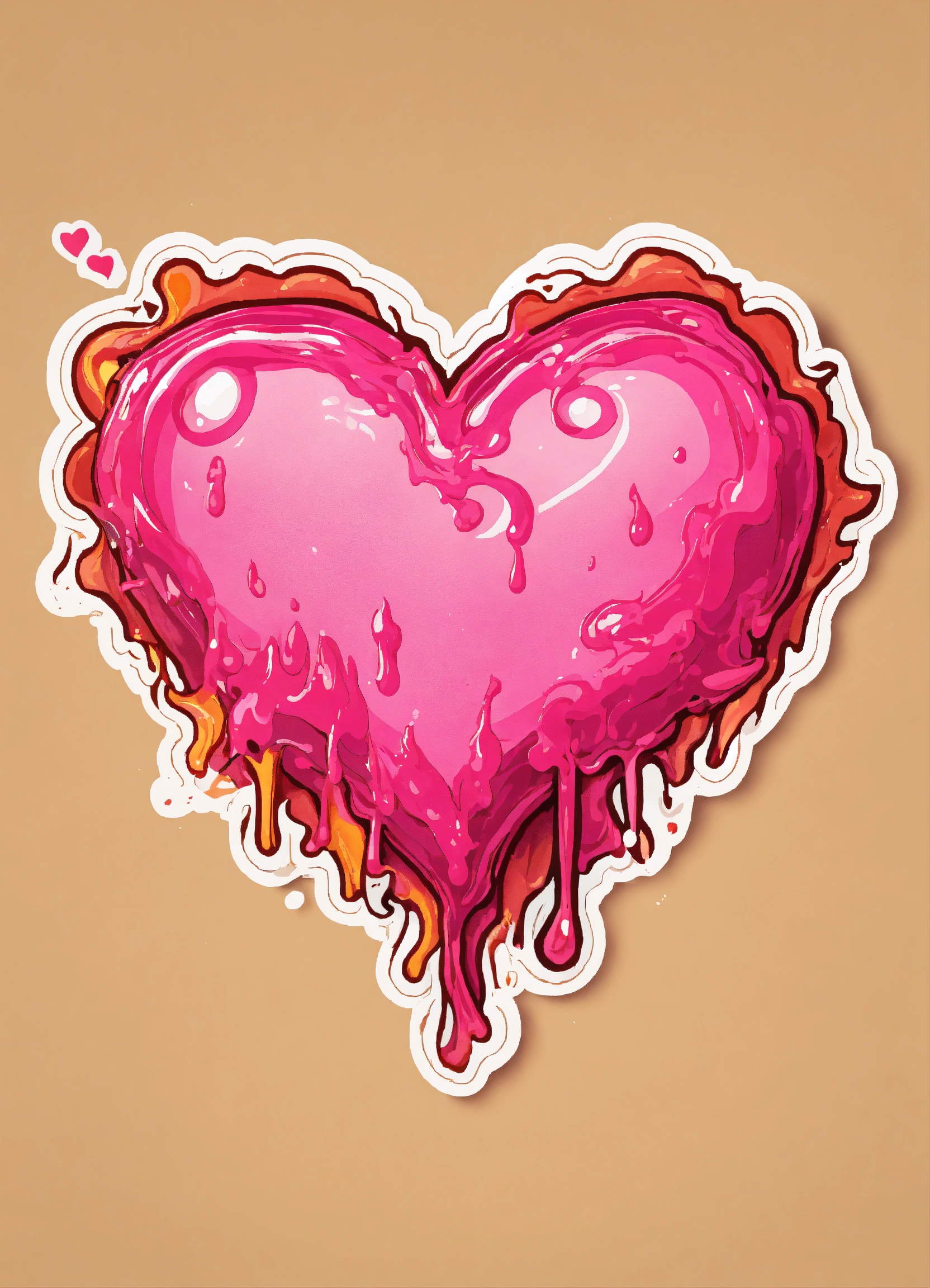 Lexica - Sticker, burning pink heart, melting pink heart, cute ...
