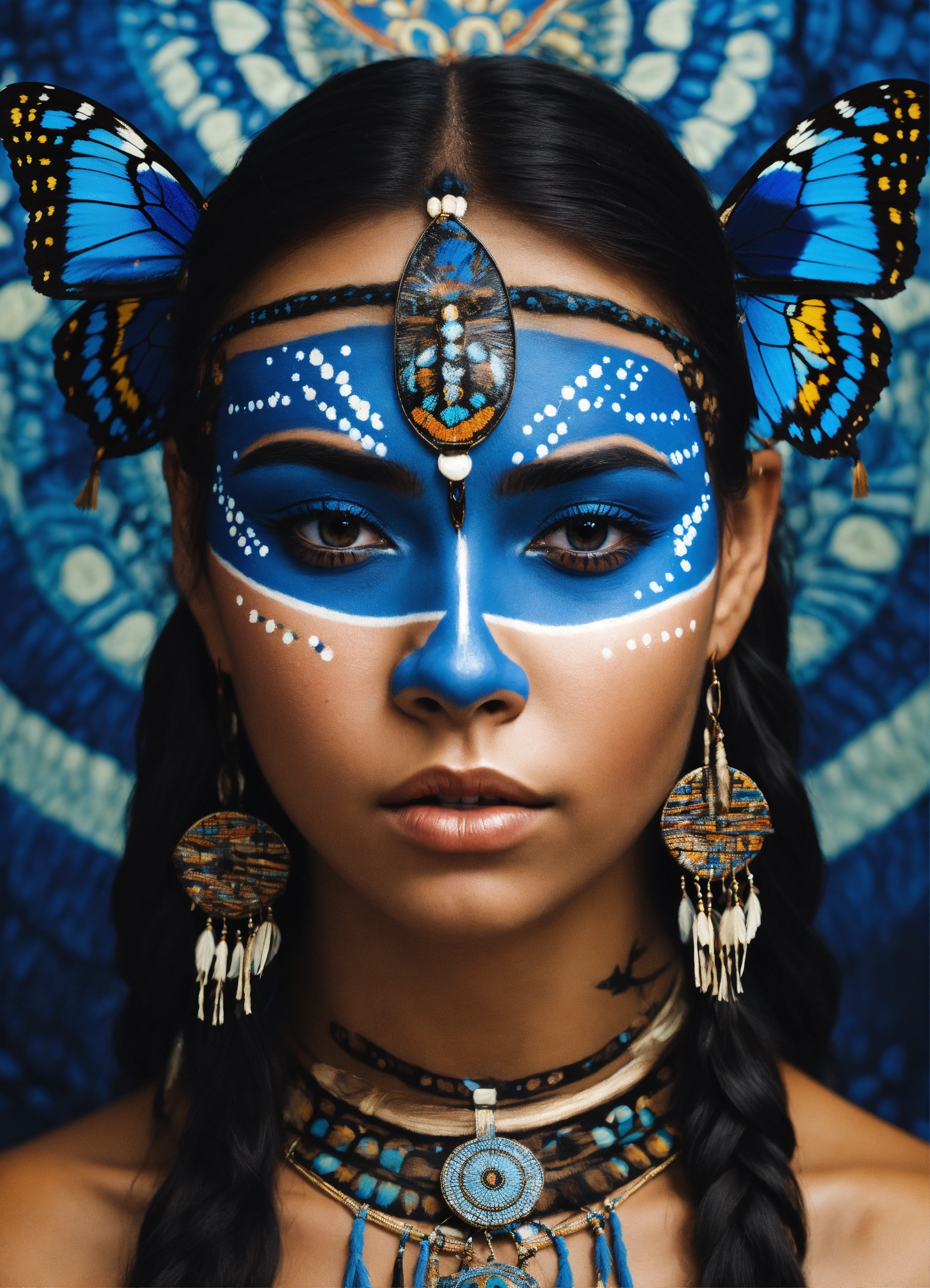 Lexica - Beautiful indigenous girl face frontal symmetrical portrait ...
