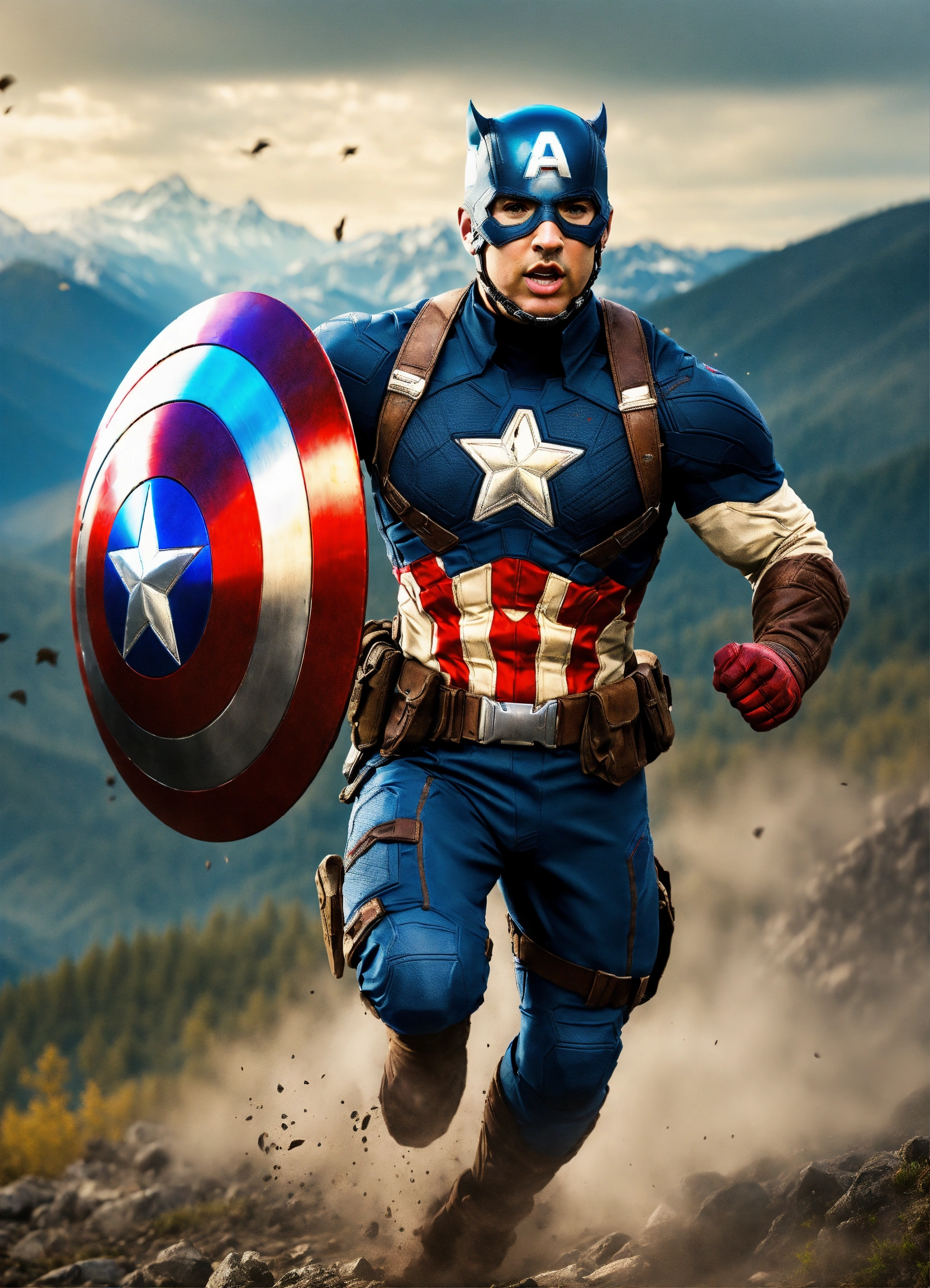 Lexica - Humoristic Captain America body mixed with wild boar head ...