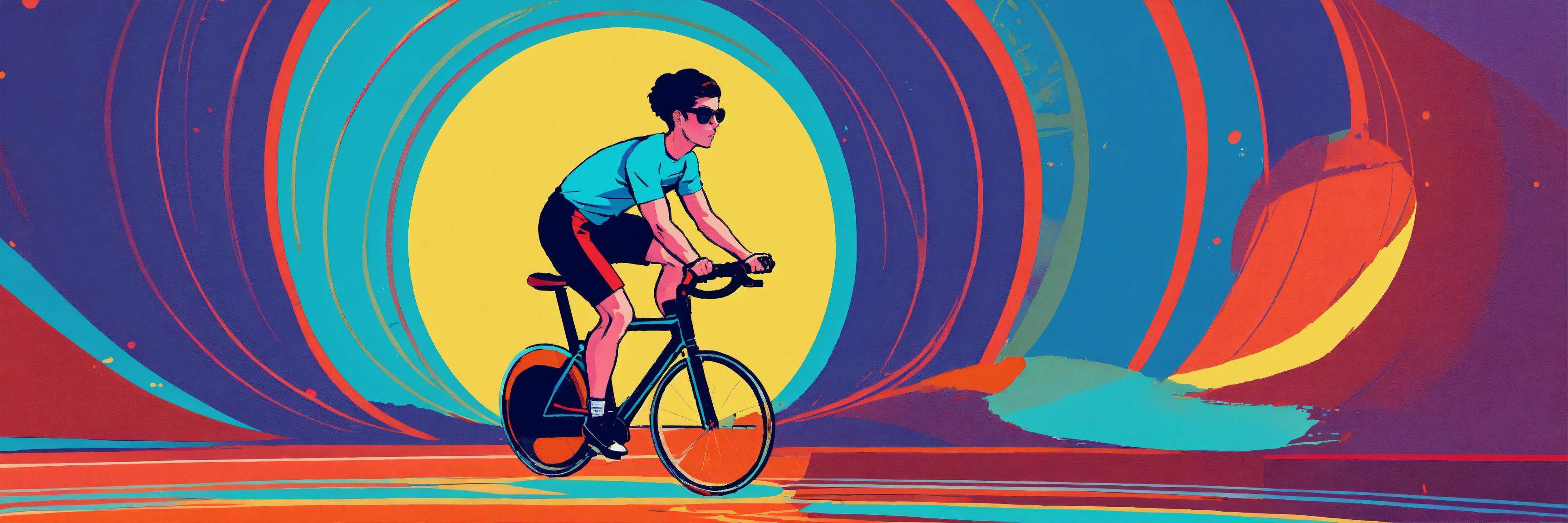 Lexica - Spinning player, in motion, holding a stationary bicycle, on ...