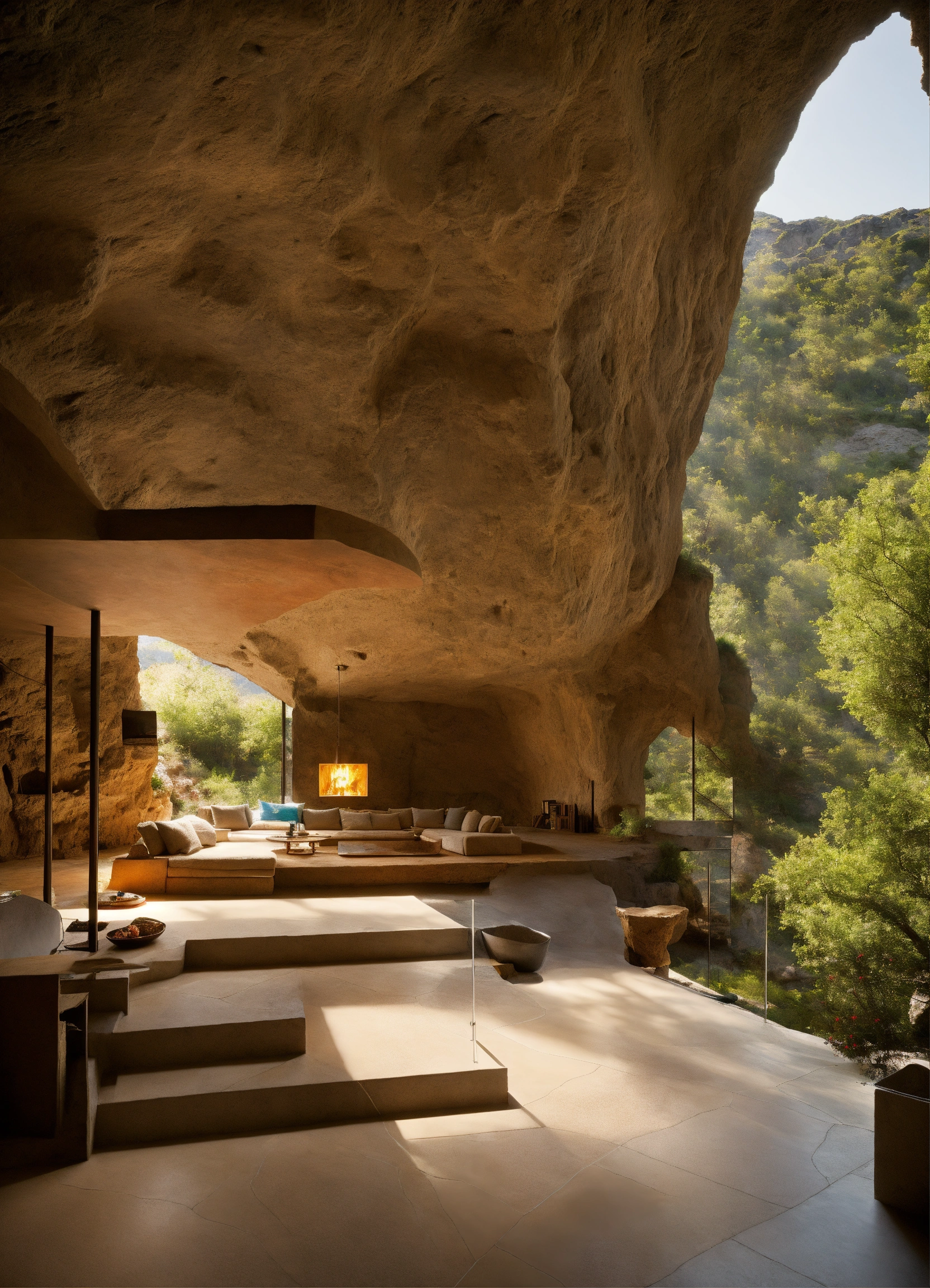 Lexica - House in a cave, modern interior