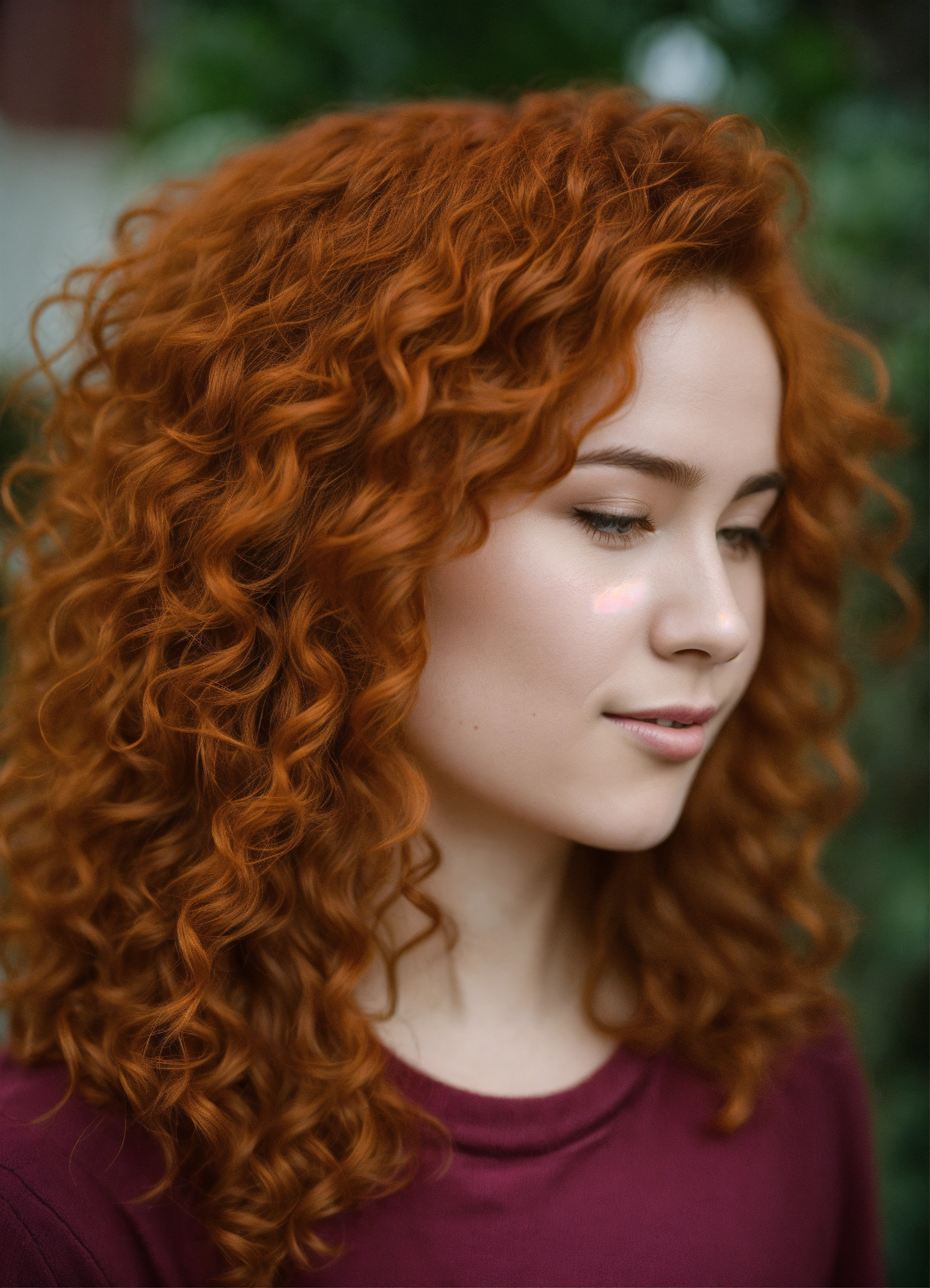 Lexica - Femme Métisse rousse cheveux bouclé rappeuse, Plan sur la tête