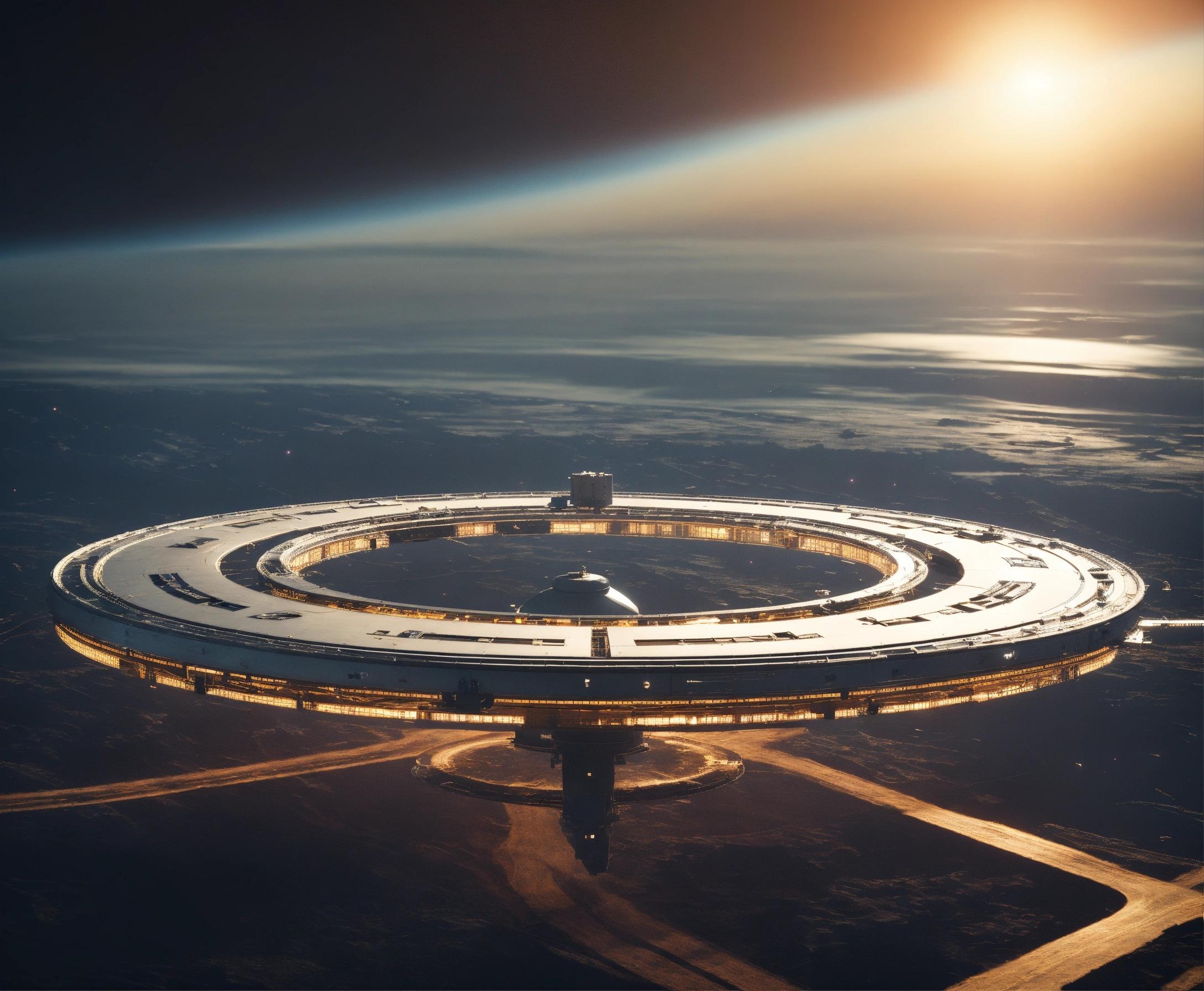 Lexica - A highly realistic photo of a futuristic a circular thin space ...