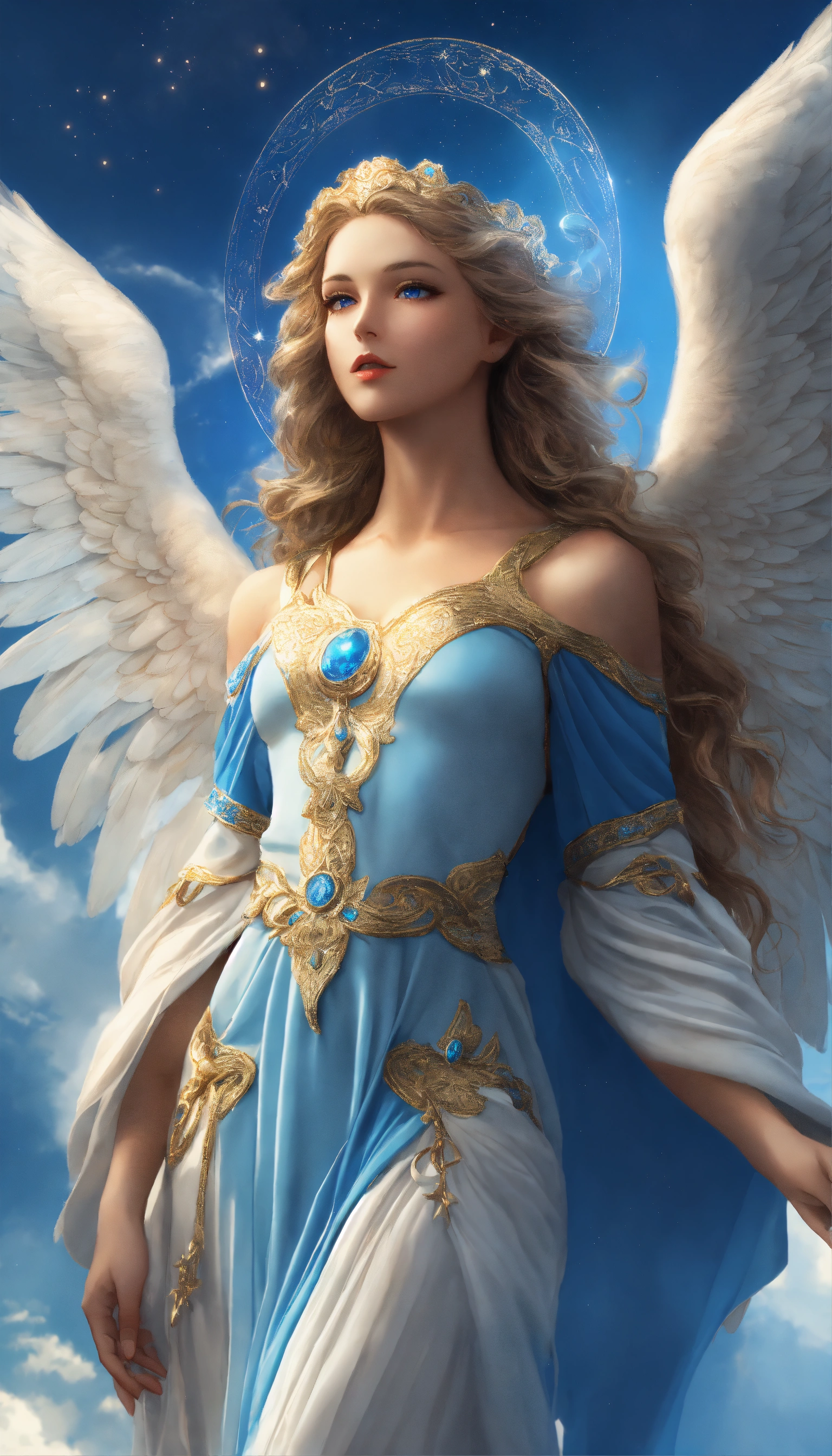 Lexica - Beautiful and perfect guardian angel with defined blue wings ...