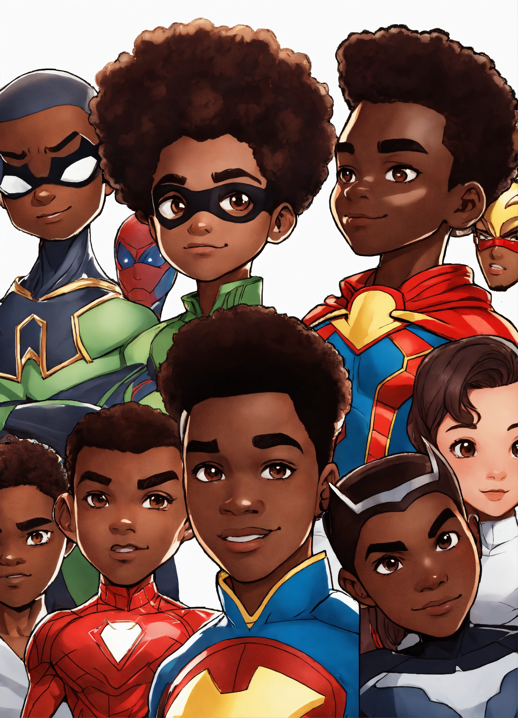 Lexica - Make me Cartoon little African American dark skinned boys in ...