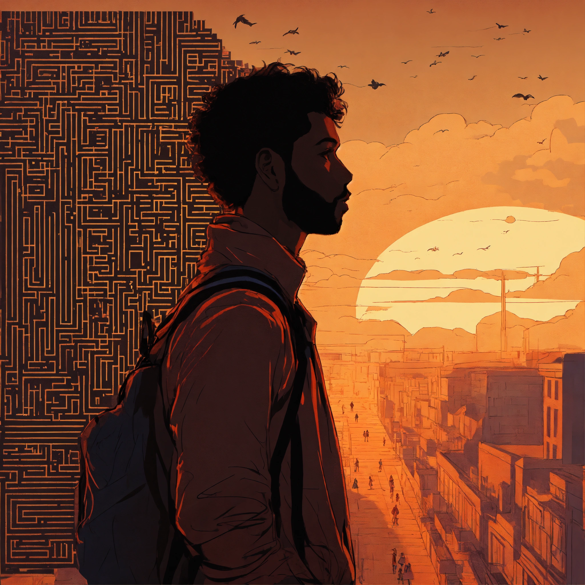 Lexica - Une silhouette d'homme avec les cheveux long en train de se ...