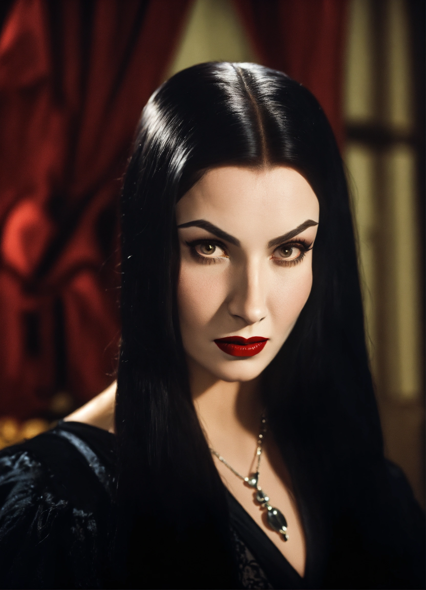 Lexica - Photo quality portrait of young beautiful morticia addams as ...