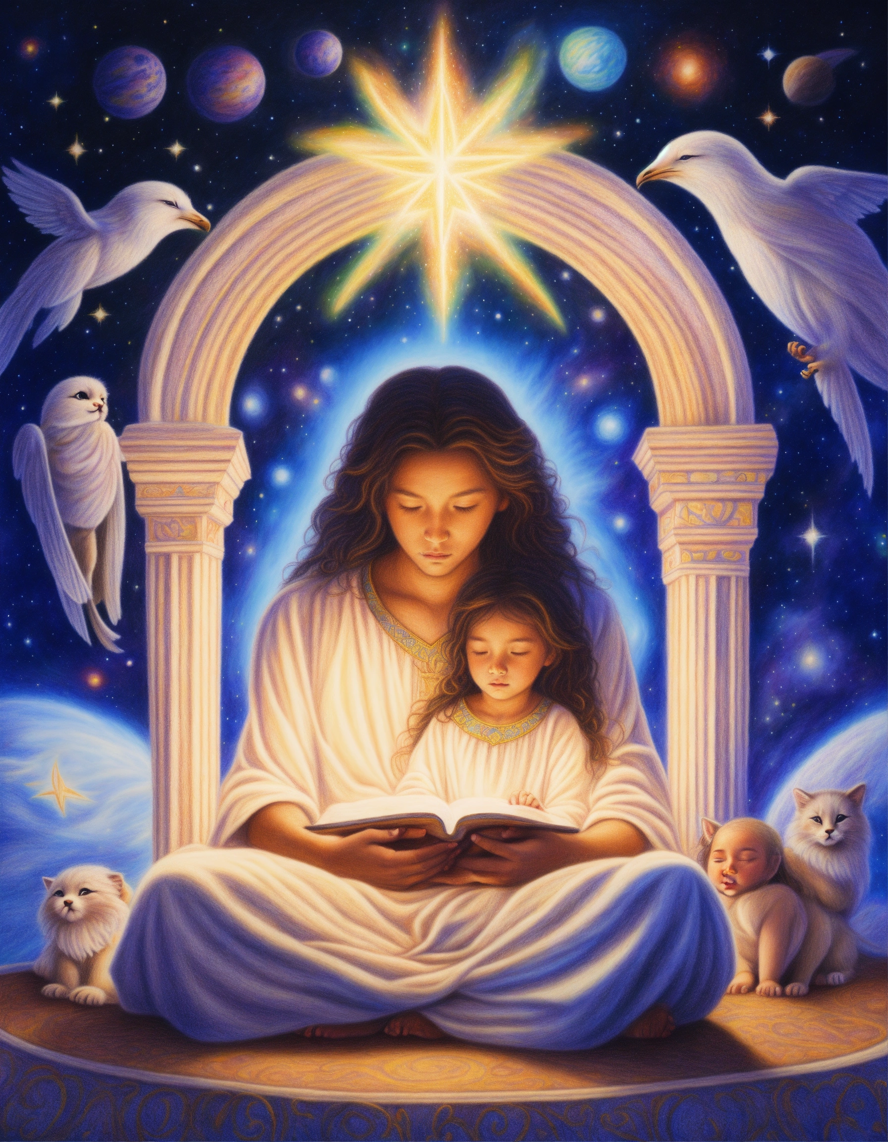 Lexica - Beautifull colored pencil drawing of many ascended masters and ...