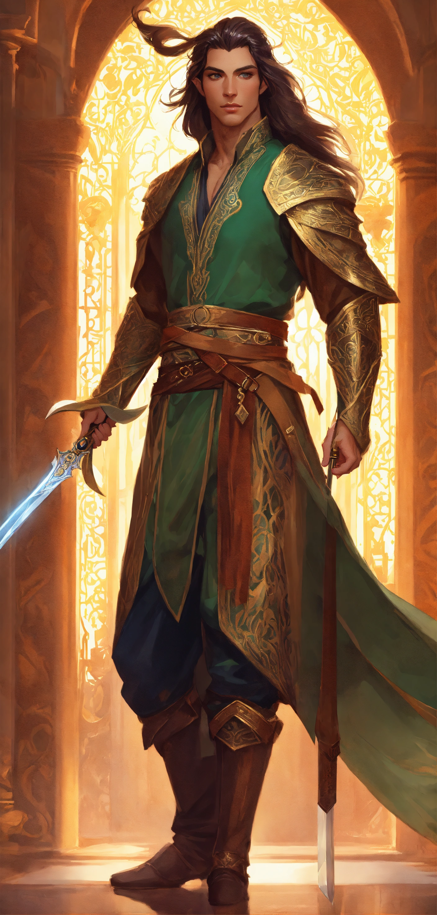 Lexica - Handsome Persian Male Elf Wizard with magical sword, high ...
