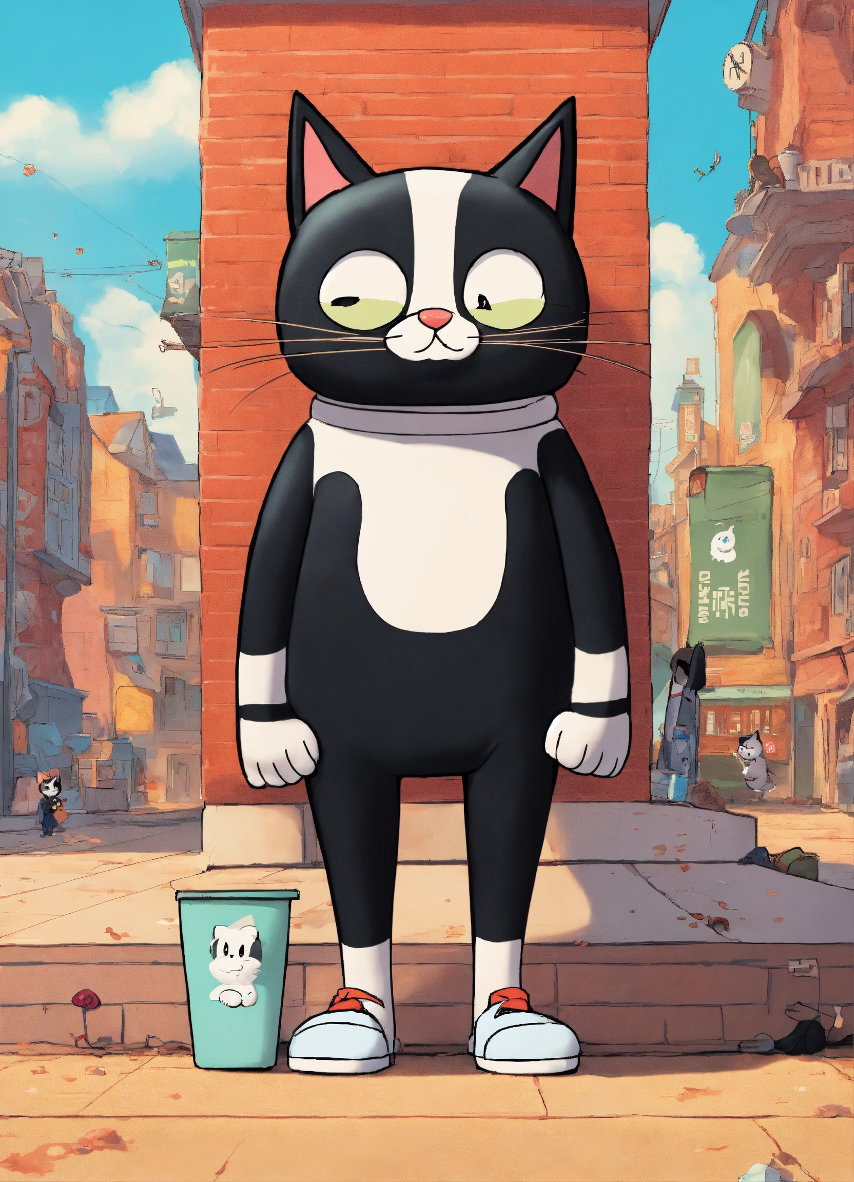 Lexica - A tall human like cat like the cartoon character felix the cat ...