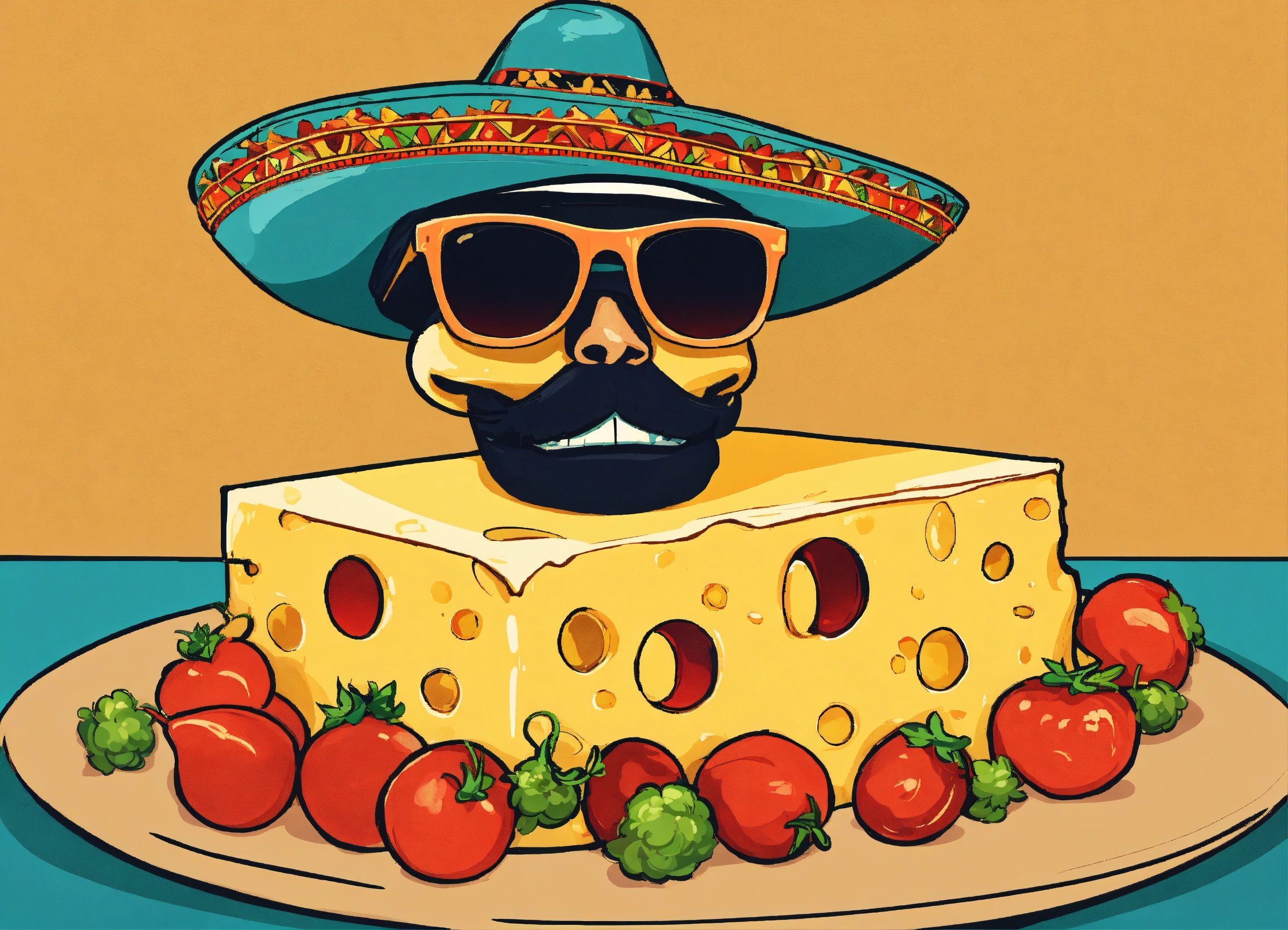 Lexica - Generate a comical image of a piece of cheese wearing ...
