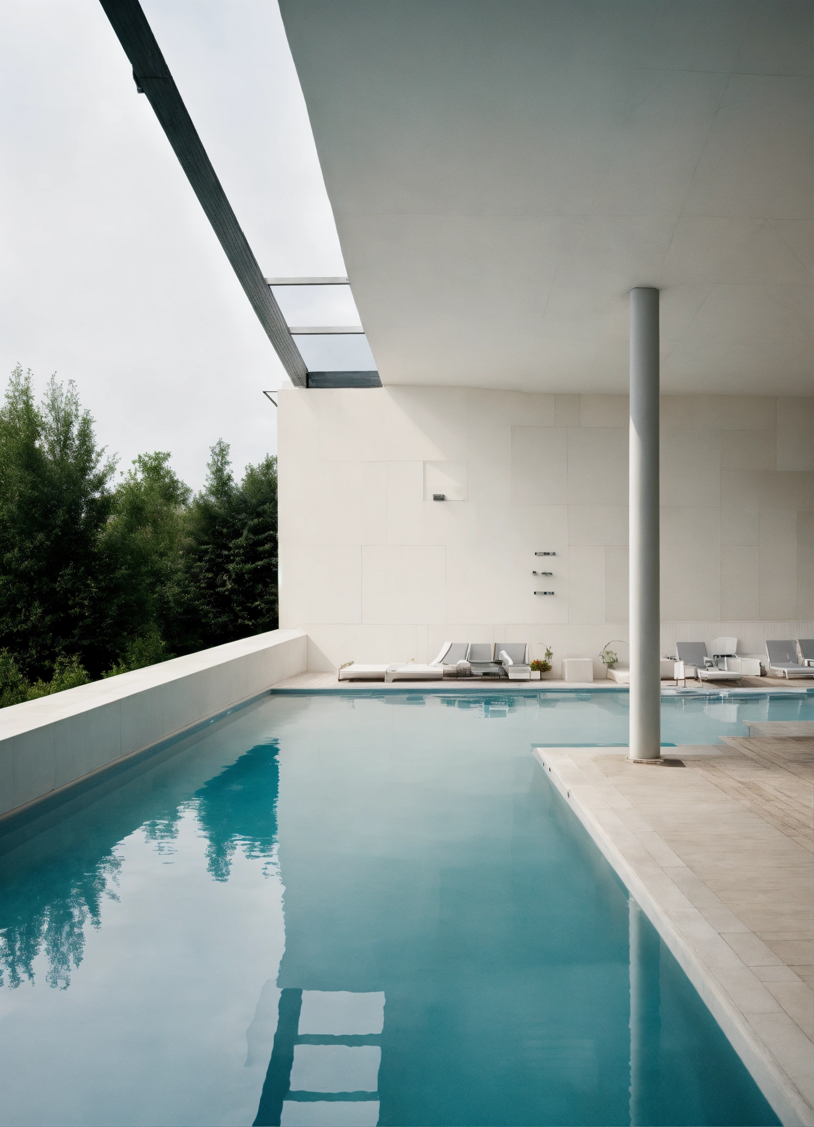 Lexica - Outdoor swimming pool ussr interior design minimalism white color
