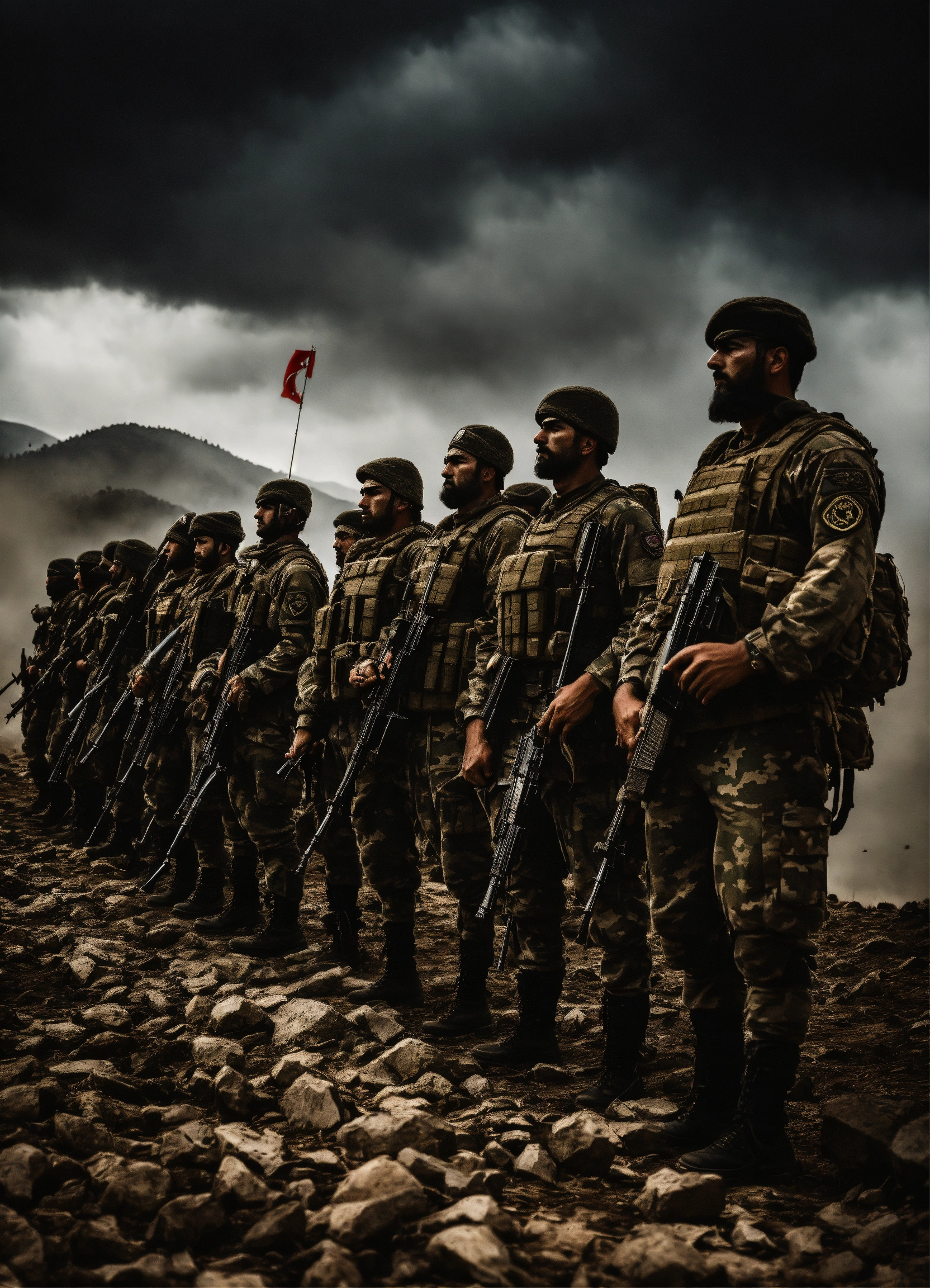 Lexica - Generate a dark and atmospheric image that captures the valor ...