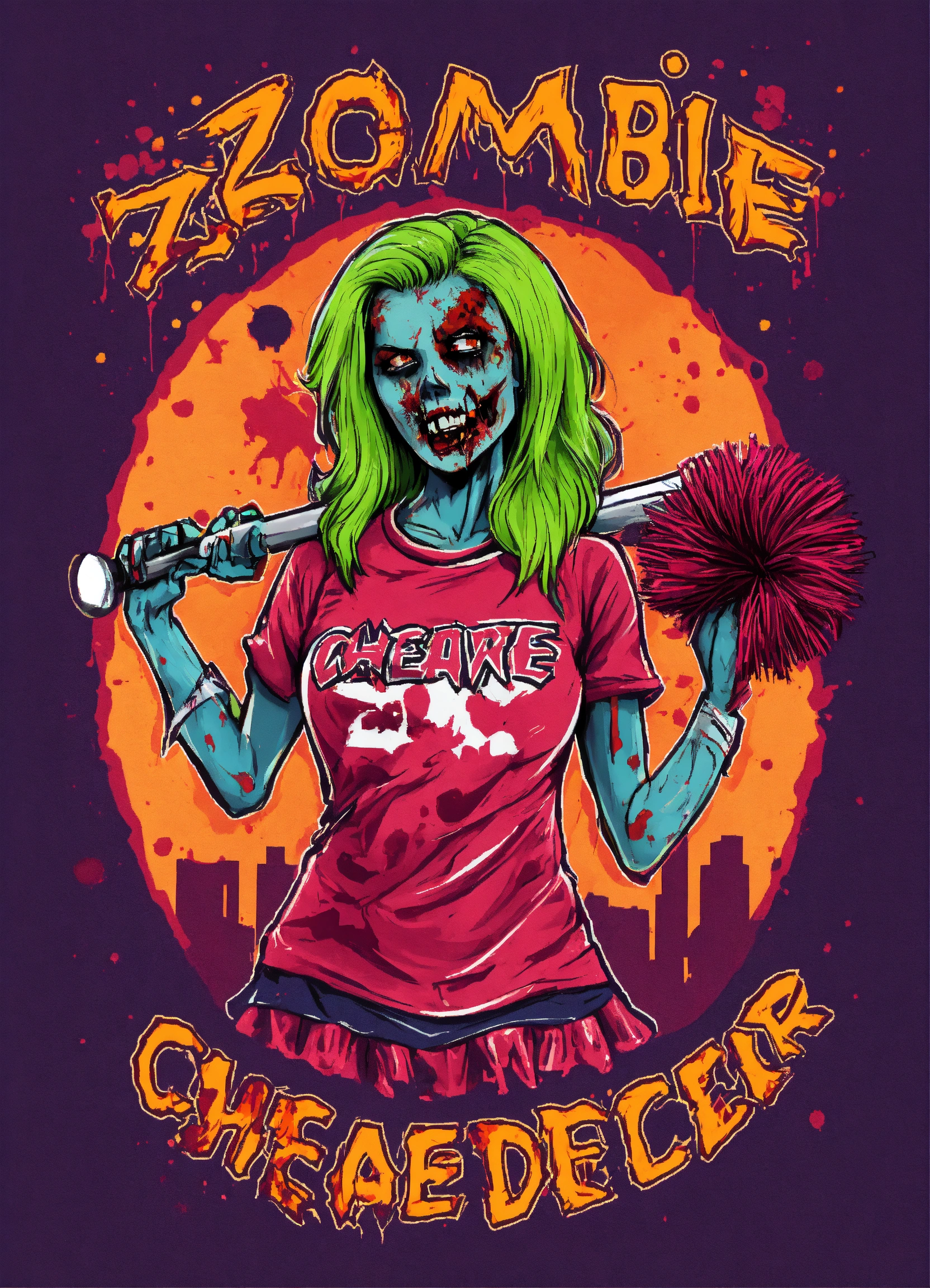 Lexica T Shirt Design Zombie Cheerleader No Text