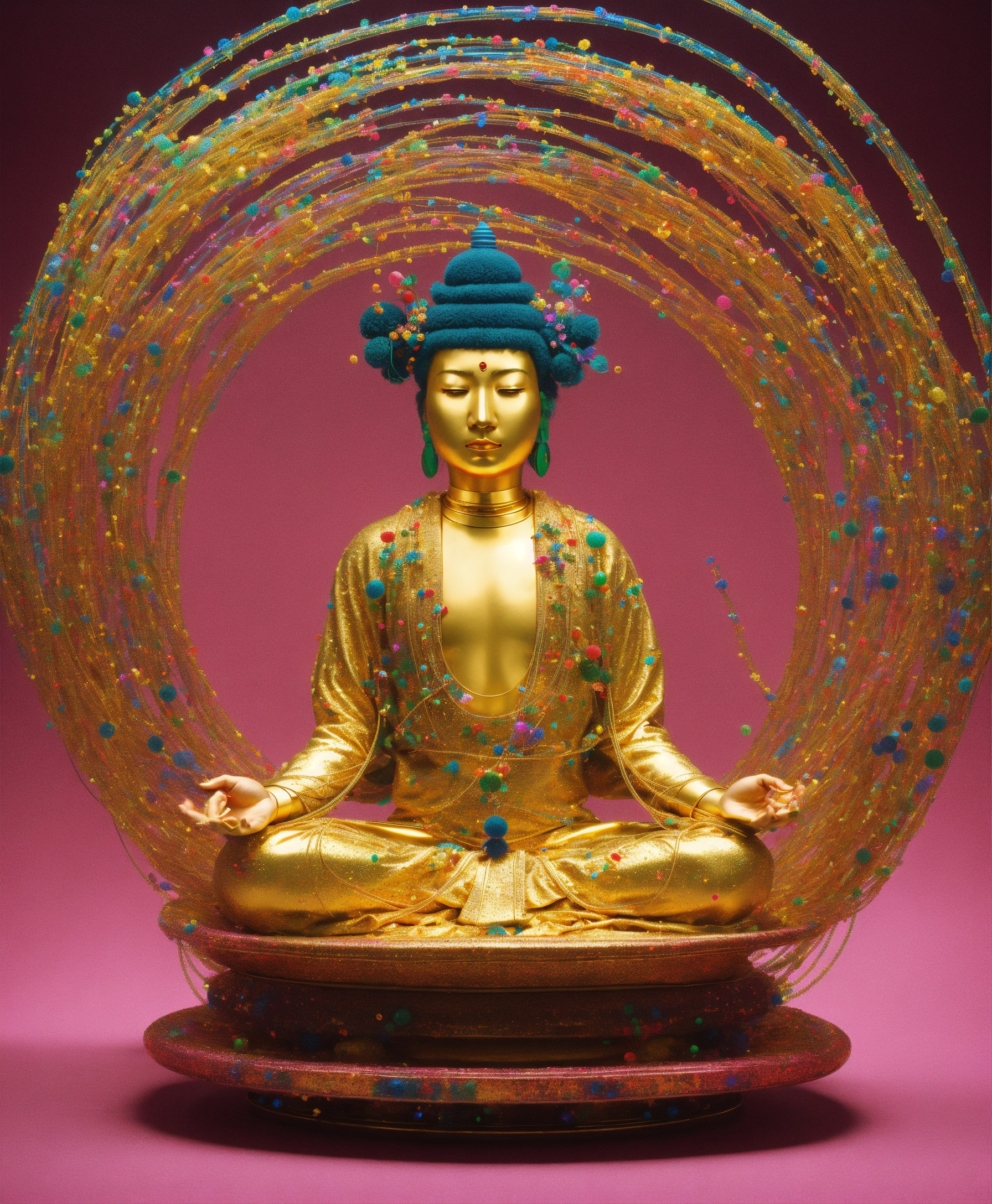 Lexica - The most time traveler meditating in the style of a gold ...