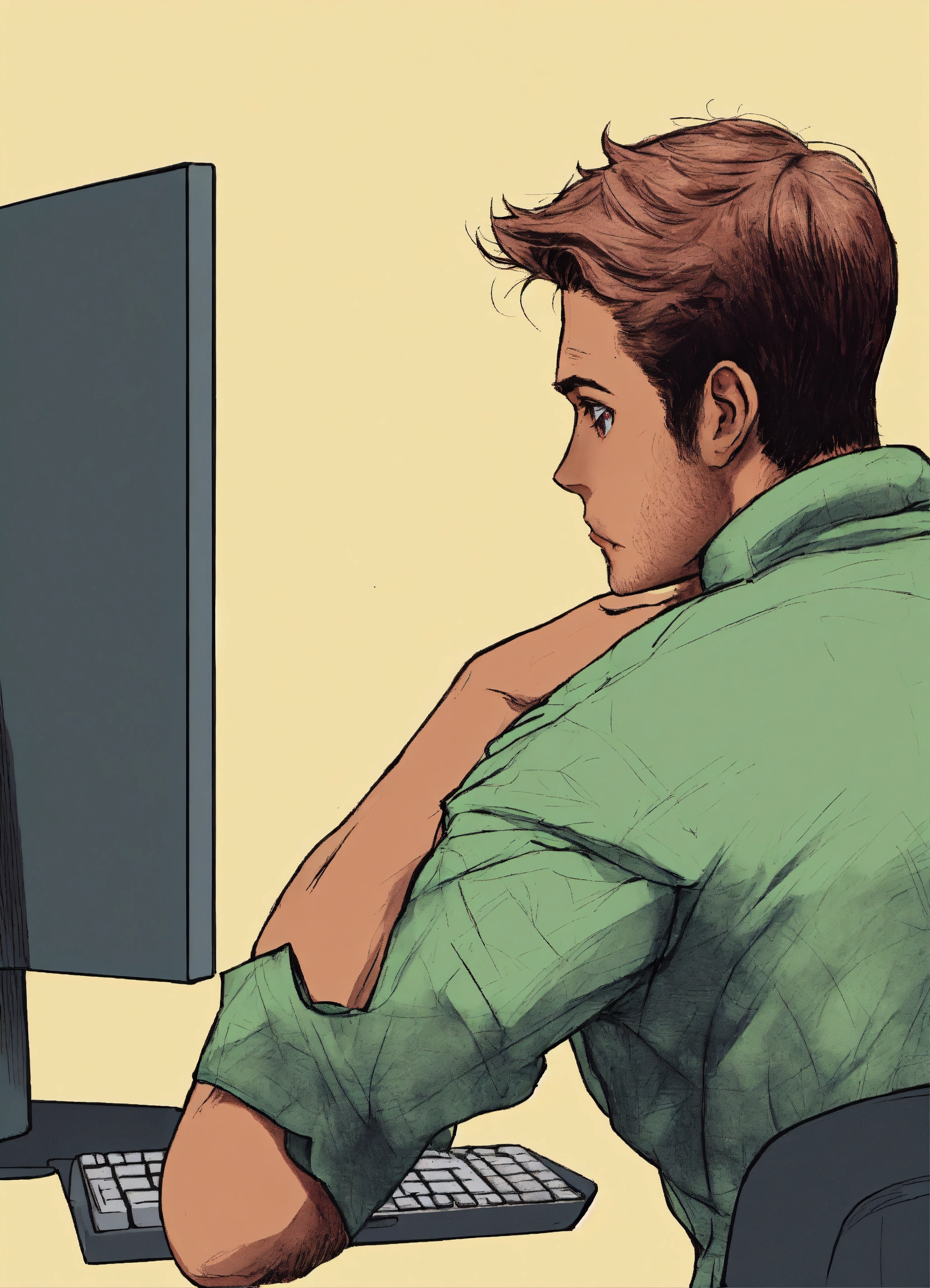 Lexica - Stupid looking guy on computer seen from back