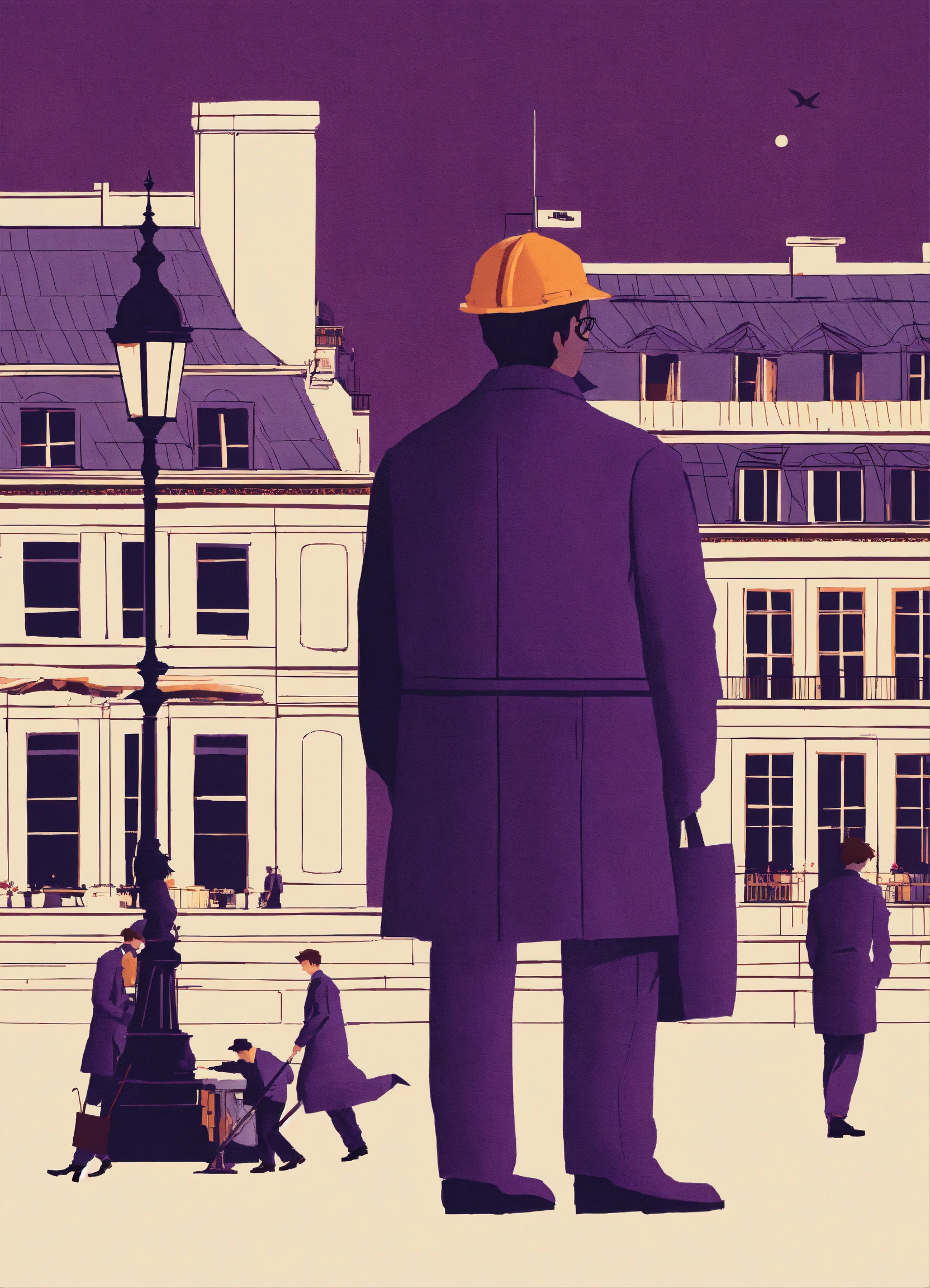 Lexica - An illustration, tertiary professions workers, in Paris, dark ...