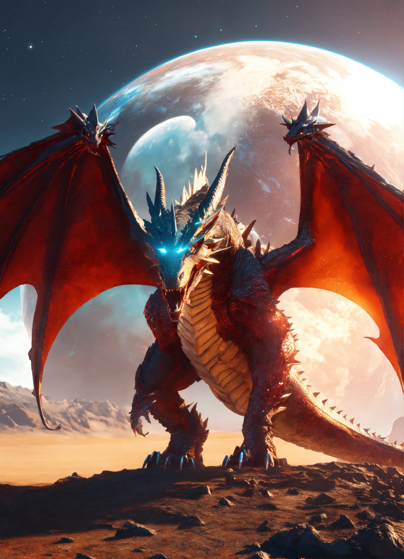 Lexica - Sci-fi back and chrome dragon standing on a highly advance ...