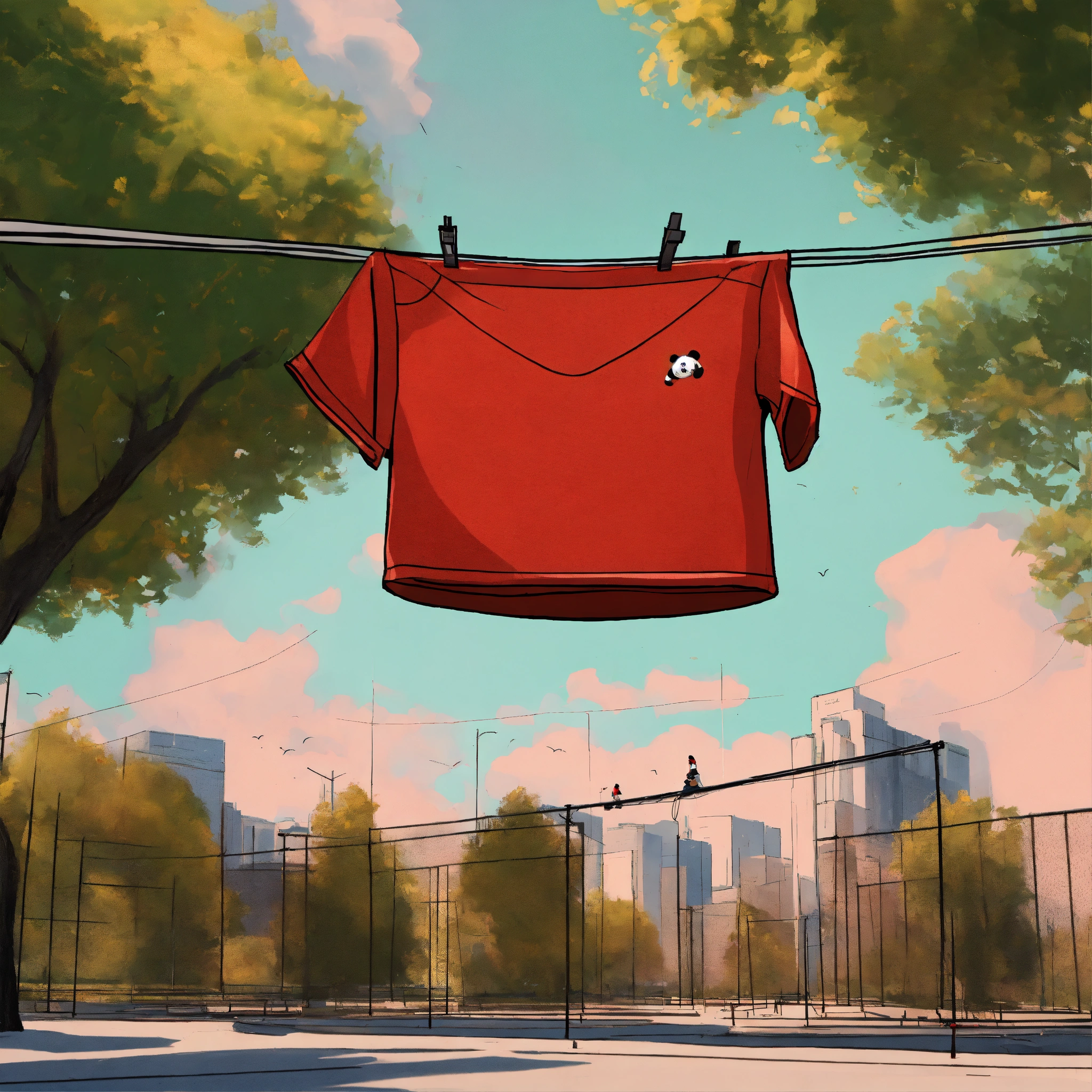 Lexica - Virtual drawing of a red nike dunk panda hanging on a ...